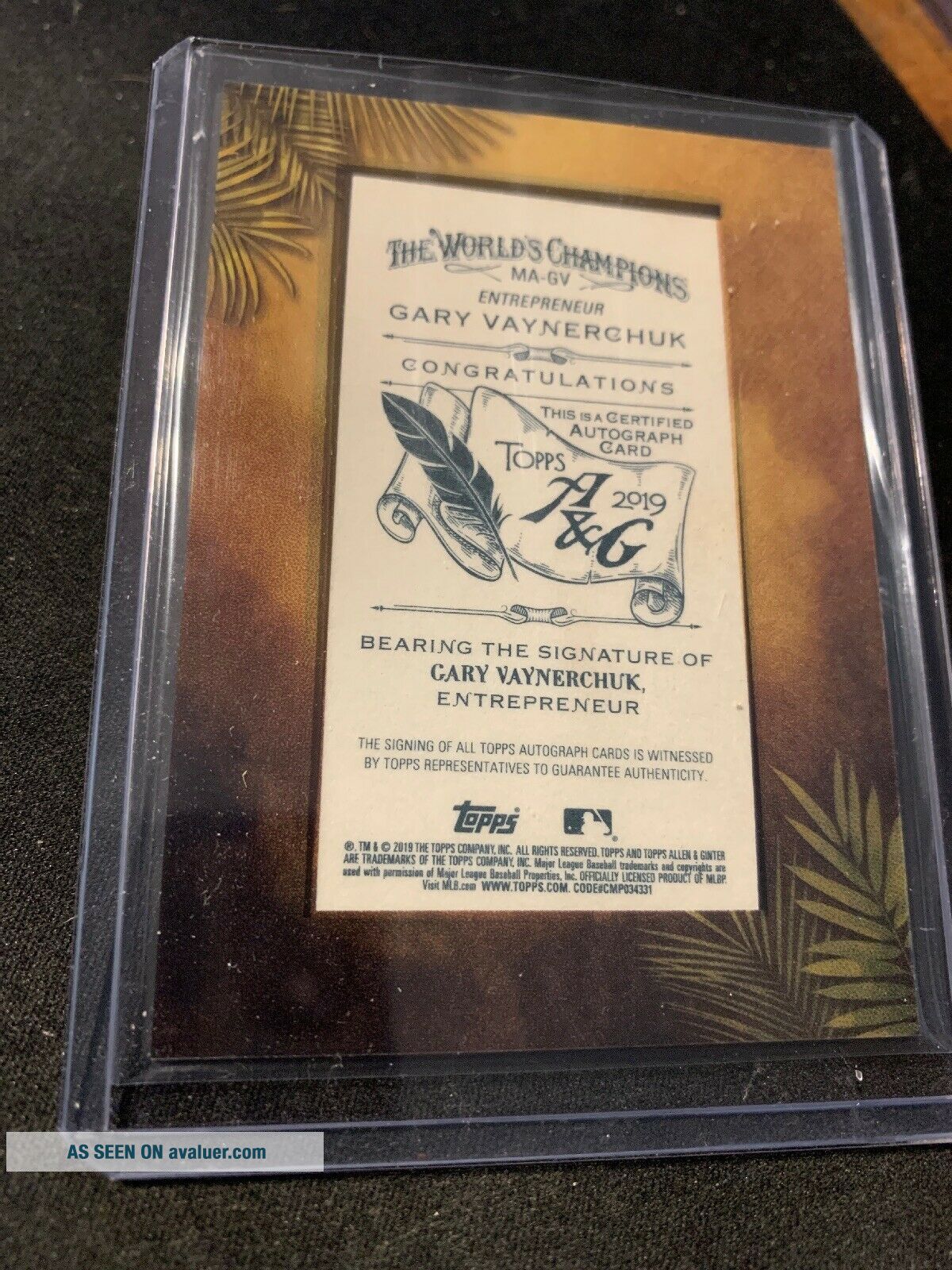 Gary Vee Vaynerchuk 2019 Topps Allen And Ginter Mini Framed Auto ...