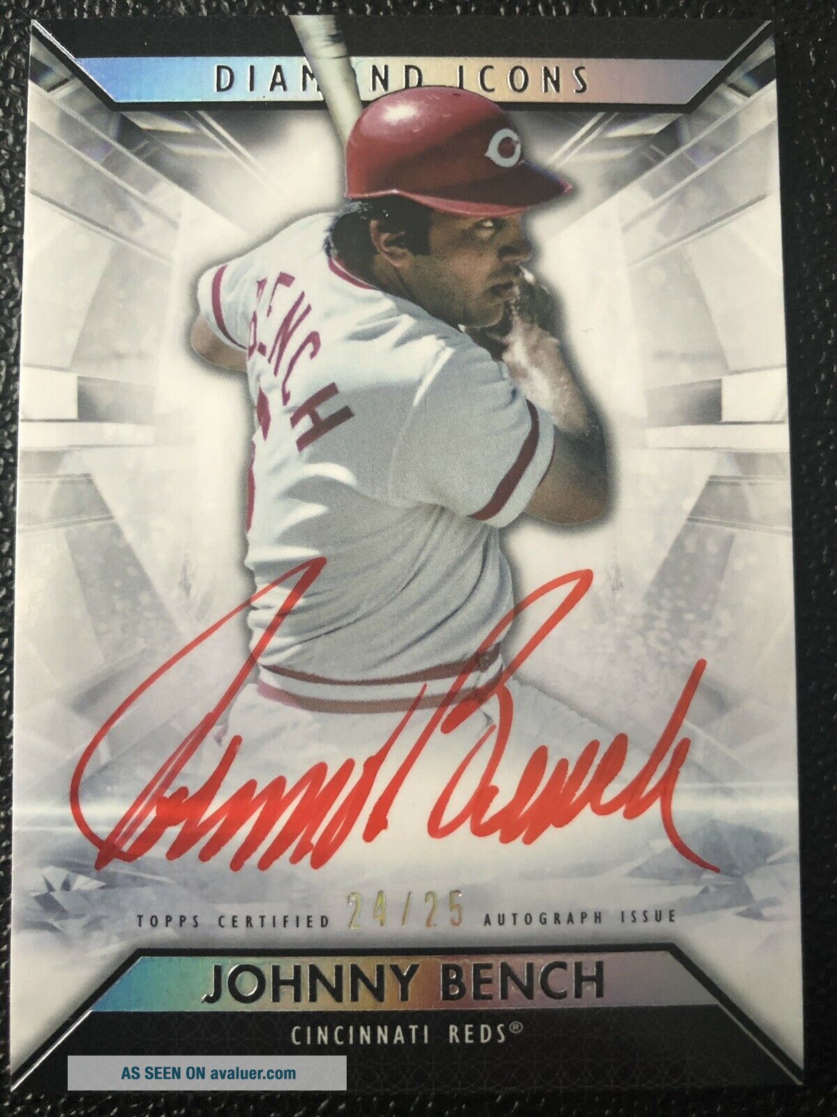 Johnny Bench Red Ink Auto ’d 24/25 2019 Topps Diamond Icons HOF AUTO ...