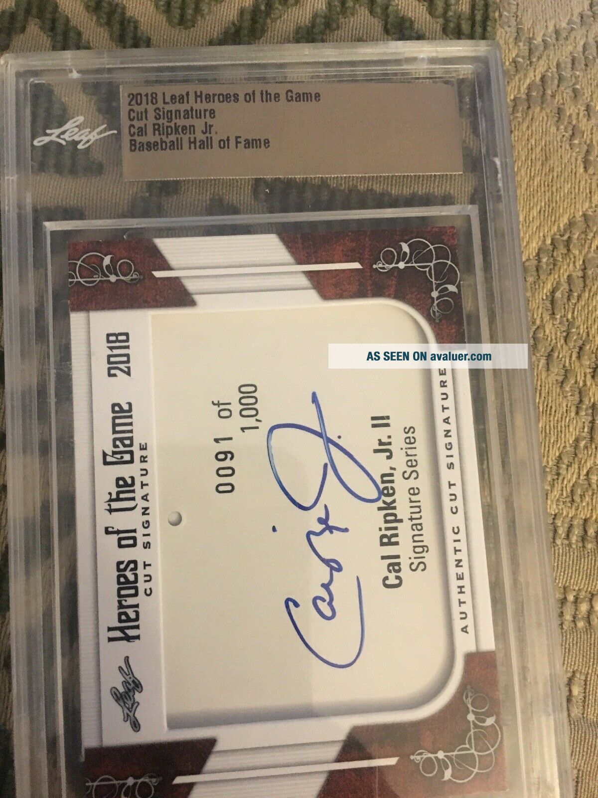 2018 Leaf Cal Ripken Jr. AUTO Heroes Of The Game ' D /1000 Cut ...