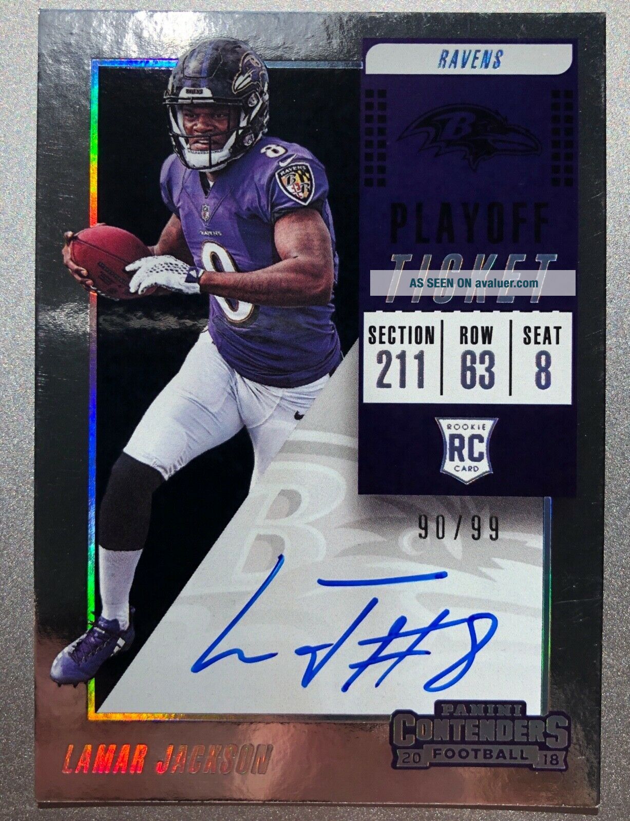 LAMAR JACKSON RC 2018 CONTENDERS PLAYOFF TICKET AUTO /99 AUTOGRAPH ...