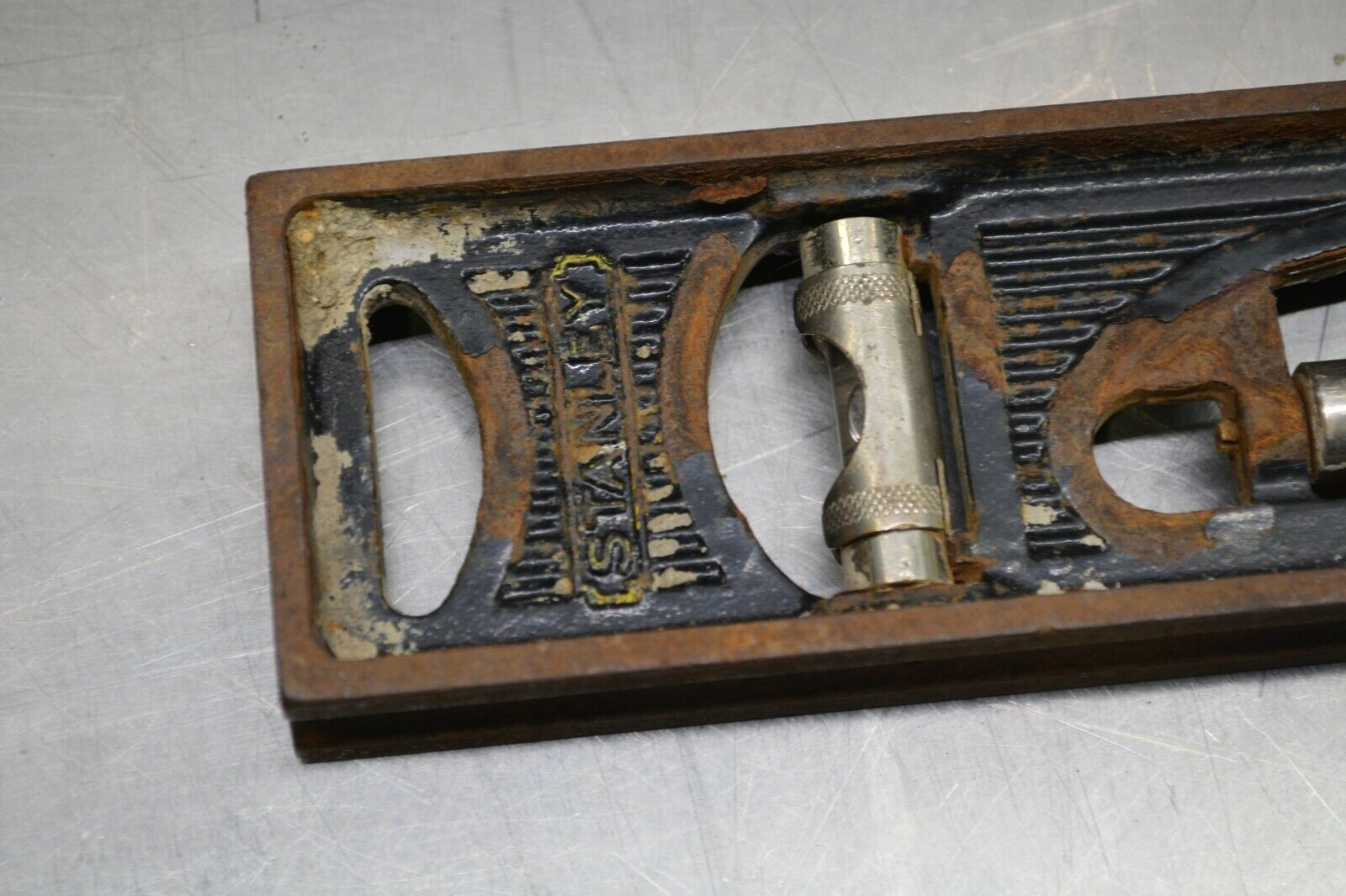 12” STANLEY 36G CAST IRON MACHINIST BUBBLE LEVEL ANTIQUE VINTAGE HAND ...