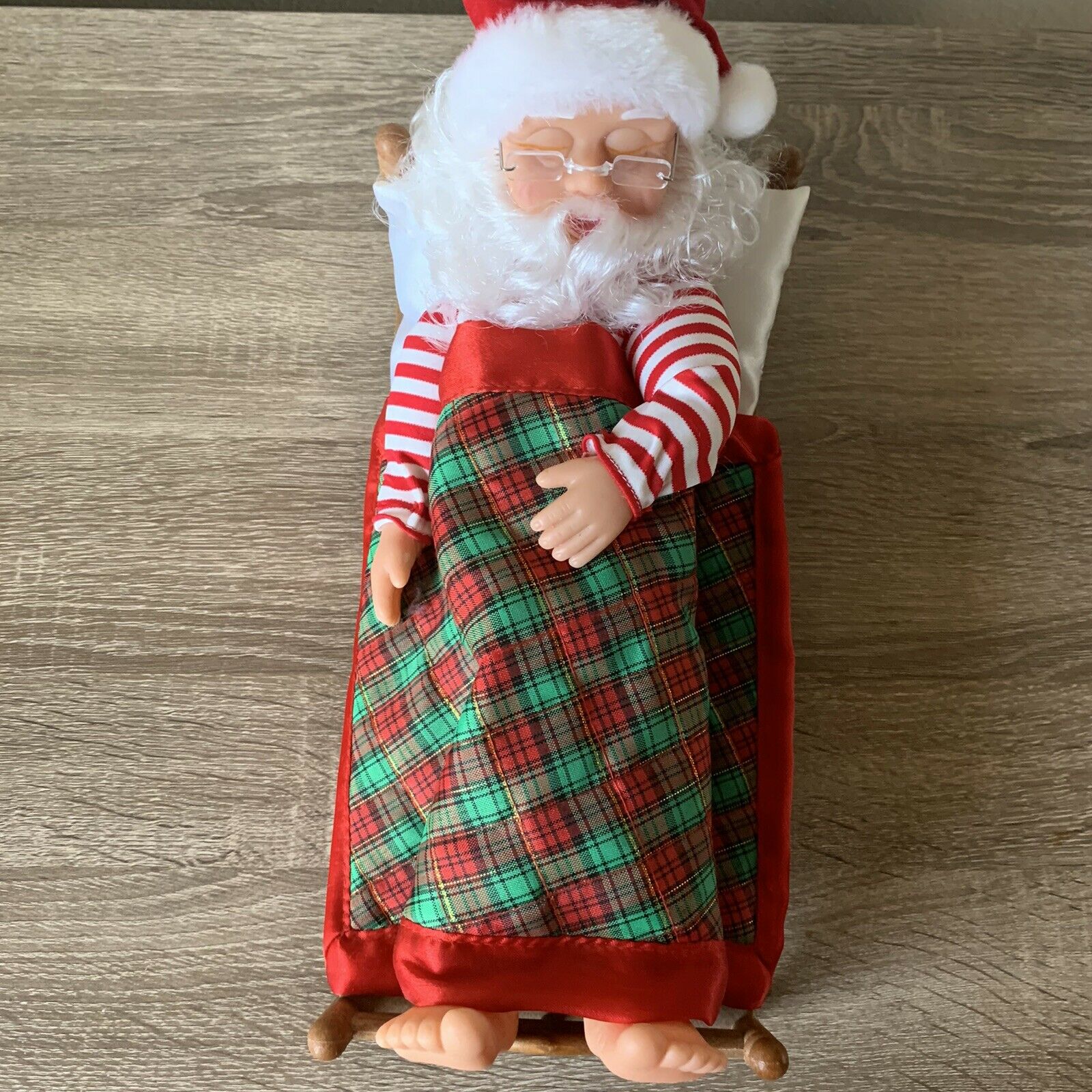 Rare Vintage Christmas Gemmy Animated Snoring Santa Clause Sleep In Bed ...