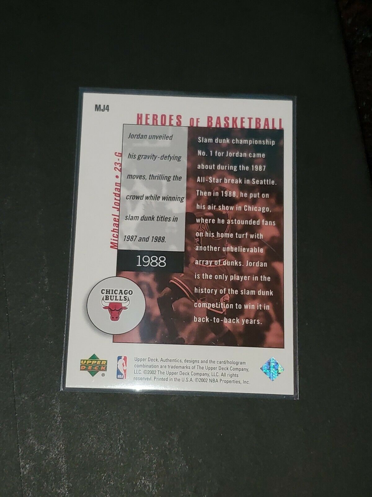 2002 - 03 UD Authentics Michael Jordan Heroes Of Basketball MJ4 BULLS ...