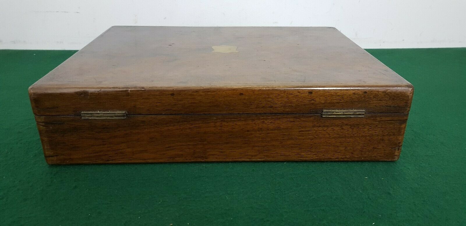 Empty Antique Walnut Veneer Wooden Cutlery Canteen Box With Brass ...