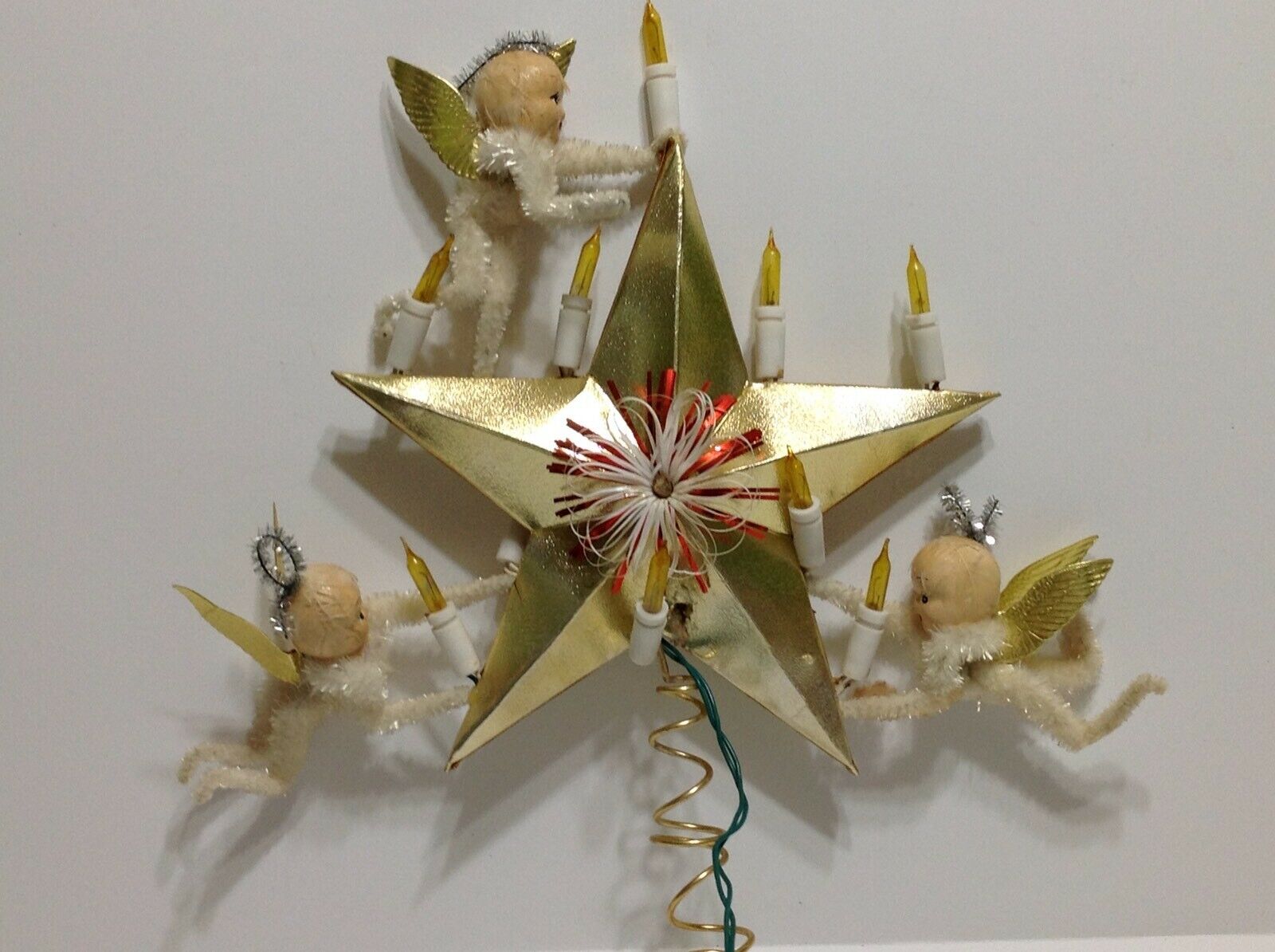 RARE Vintage Christmas Tree Topper Star With Lights And Pipe Cleaner ...