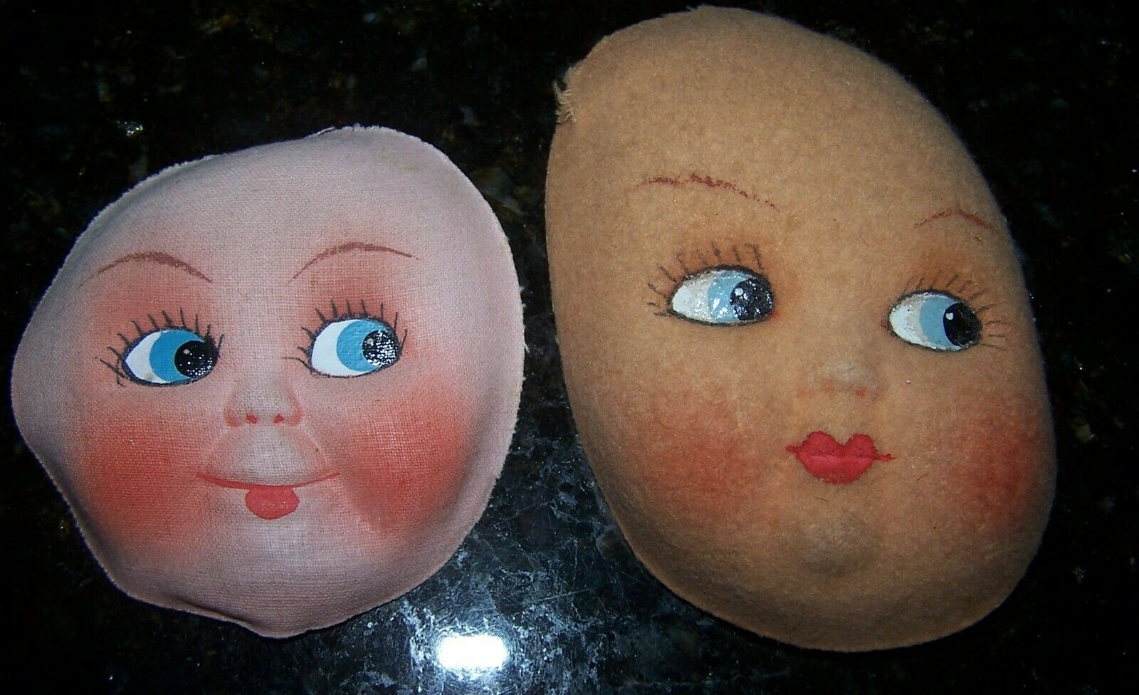 4 VINTAGE CLOTH MASK DOLL FACES FOR MAKING DOLLS | #19762566