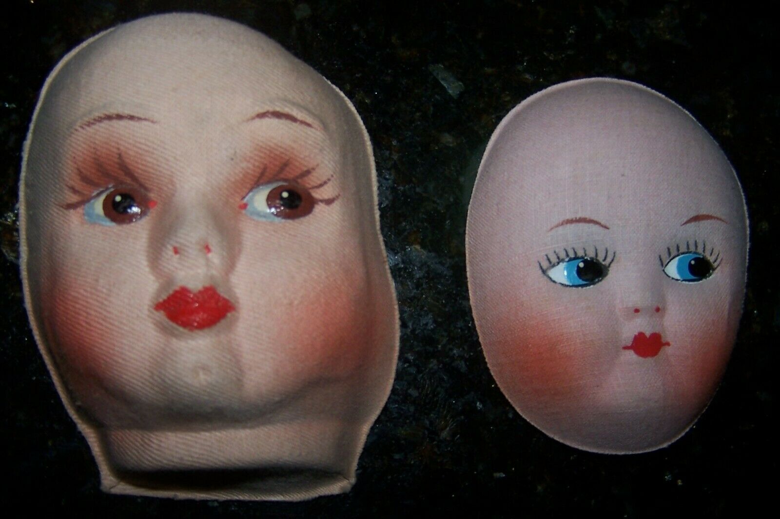 4 VINTAGE CLOTH MASK DOLL FACES FOR MAKING DOLLS | #19762566