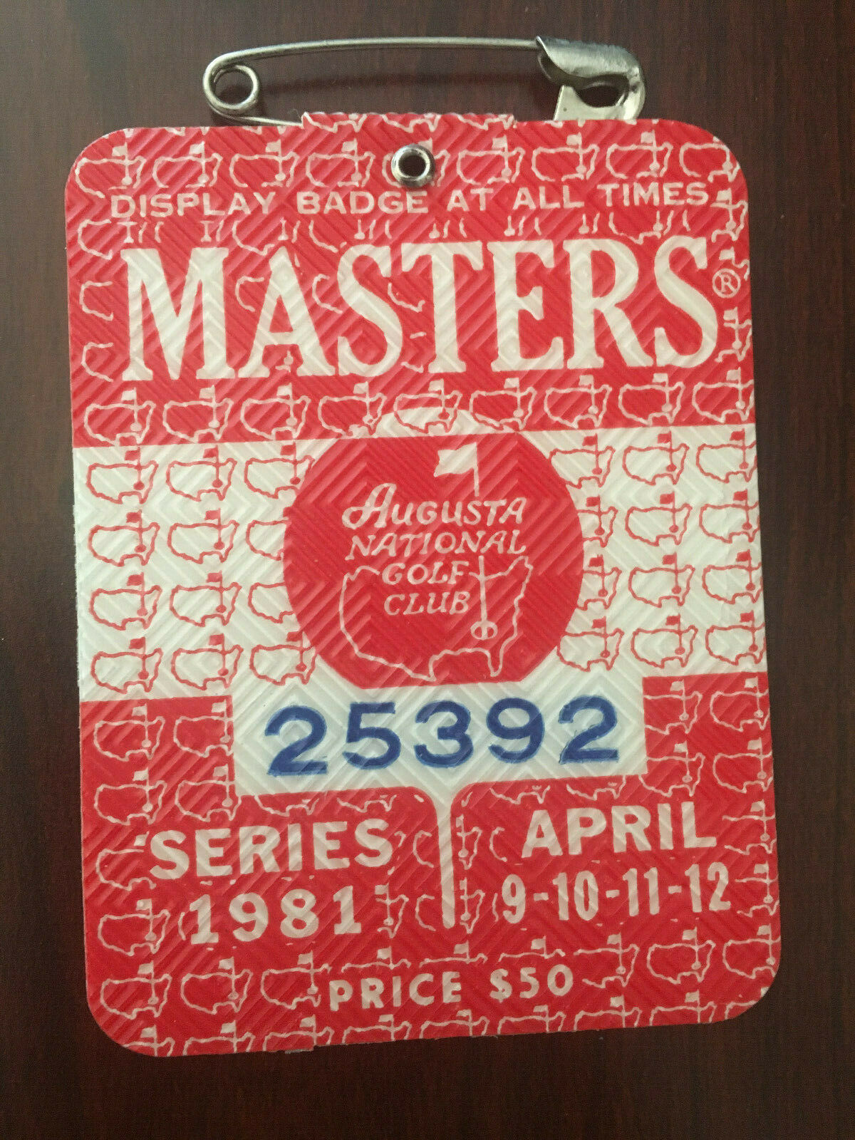 1981 MASTERS BADGE TICKET AUGUSTA NATIONAL GOLF PGA TOM WATSON WINS ...