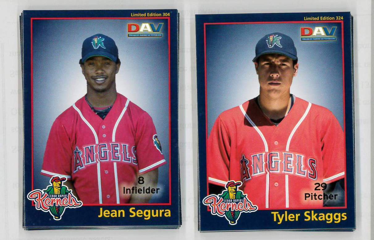2010 Cedar Rapids Kernels (Angels) DAV Set, Without The Mike Trout Card ...