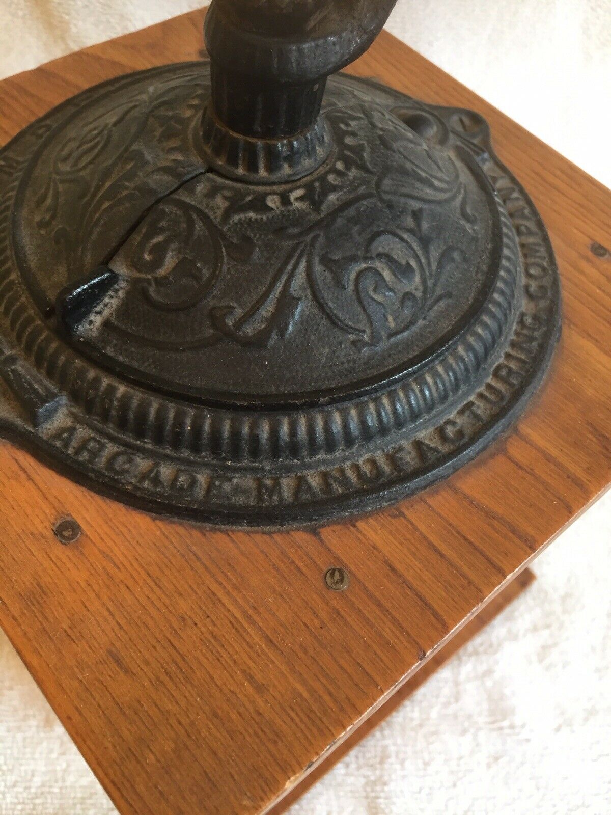 Antique Wood & Cast Iron Coffee Grinder Imperial Arcade Mfg Dovetailed ...