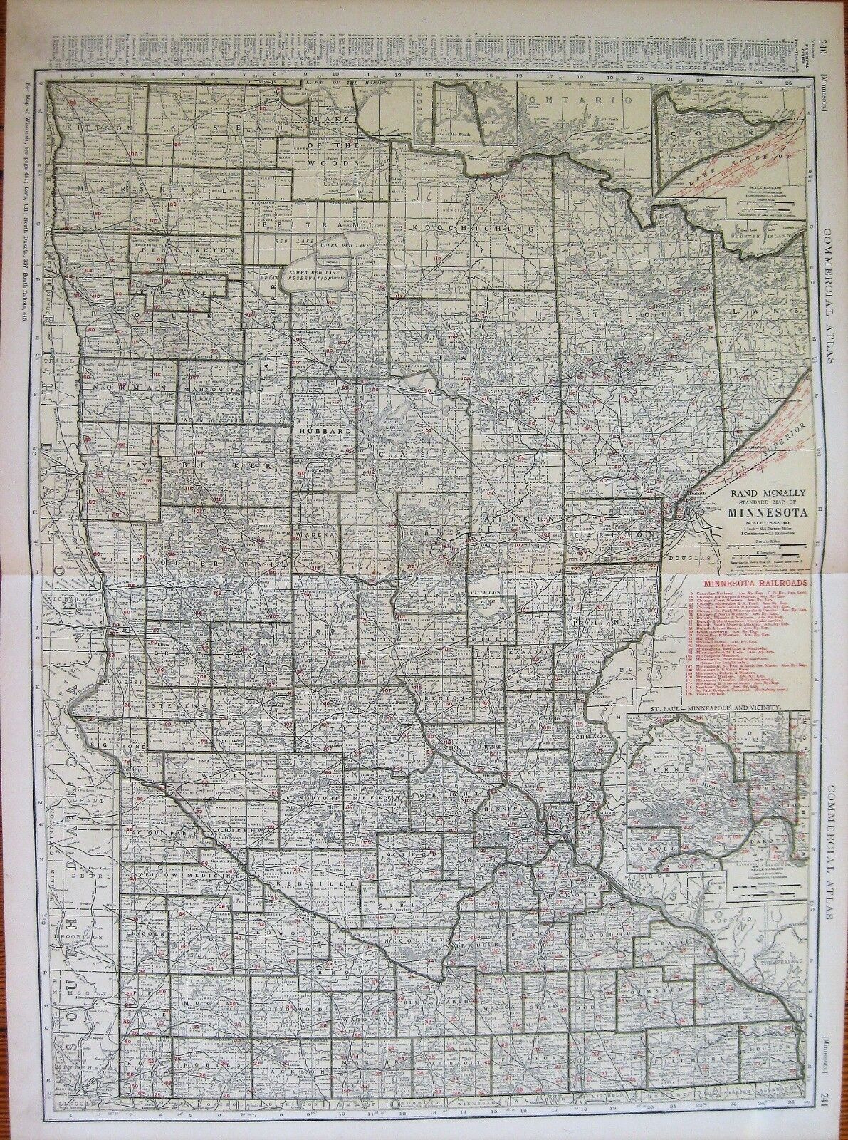 1927 Antique MINNESOTA State Map With Railroads Vintage Map Of ...