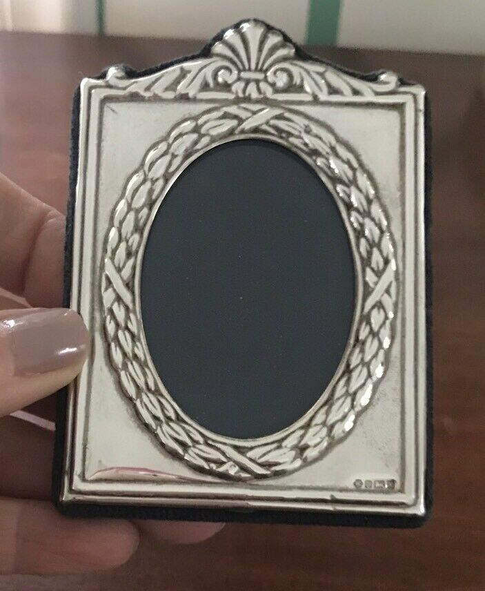 Vtg REPOUSSE STERLING SILVER BLUE VELVET EASEL BACK PICTURE FRAME ...