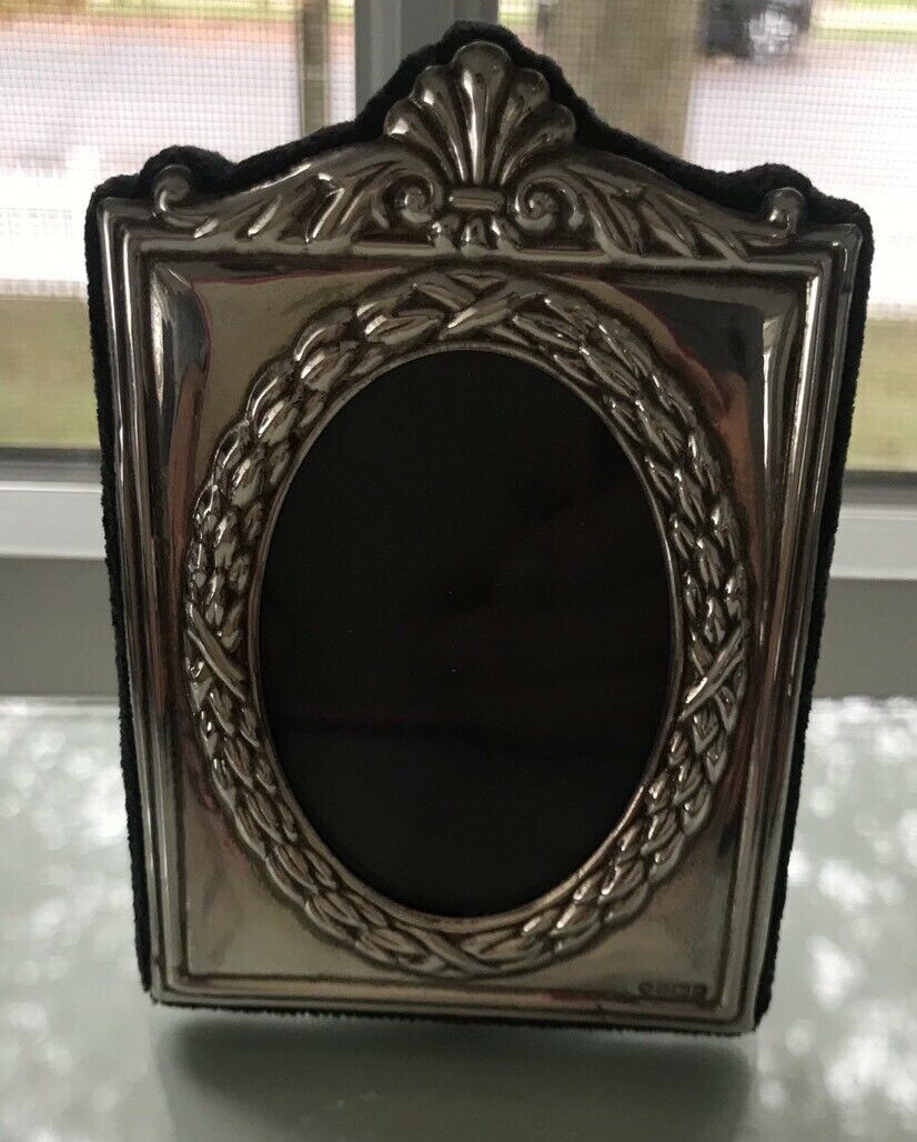 Vtg REPOUSSE STERLING SILVER BLUE VELVET EASEL BACK PICTURE FRAME ...