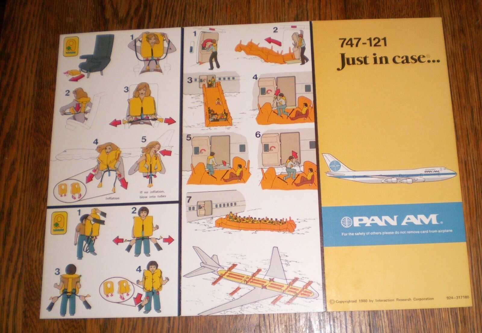 PAN AMERICAN WORLD AIRWAYS BOEING 747 - 121 FLIGHT SAFETY CARD. 1980 ...