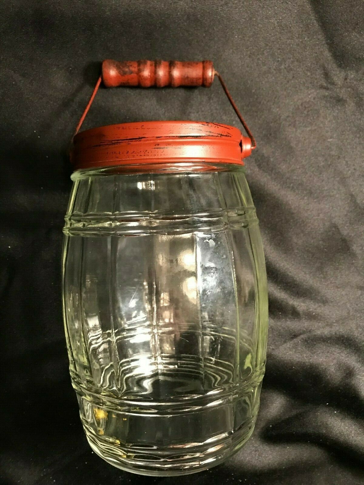 Vintage Barrel Shaped Pickle Jar With Metal Lid And Wood Handle 7 ...