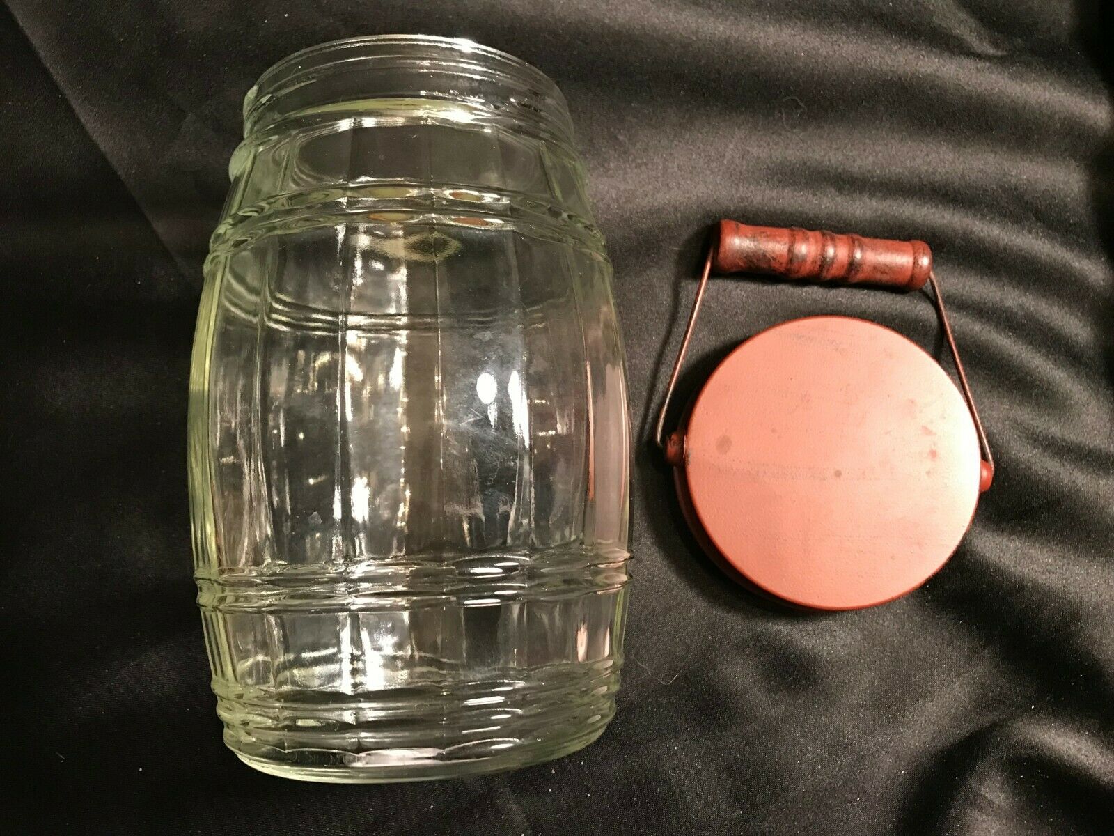 Vintage Barrel Shaped Pickle Jar With Metal Lid And Wood Handle 7 ...
