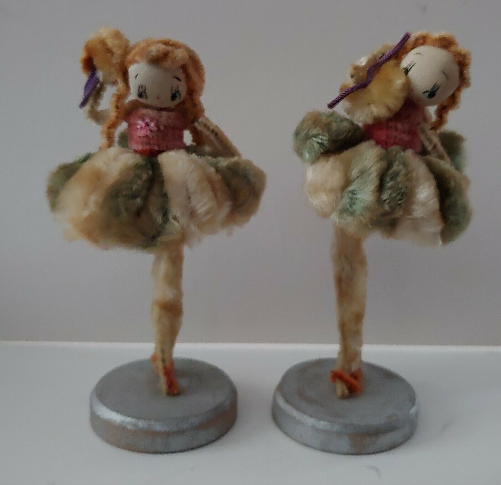 Pair Vintage Japan Ballerina Chenille Pipe Cleaner Figures Rare Dancer ...