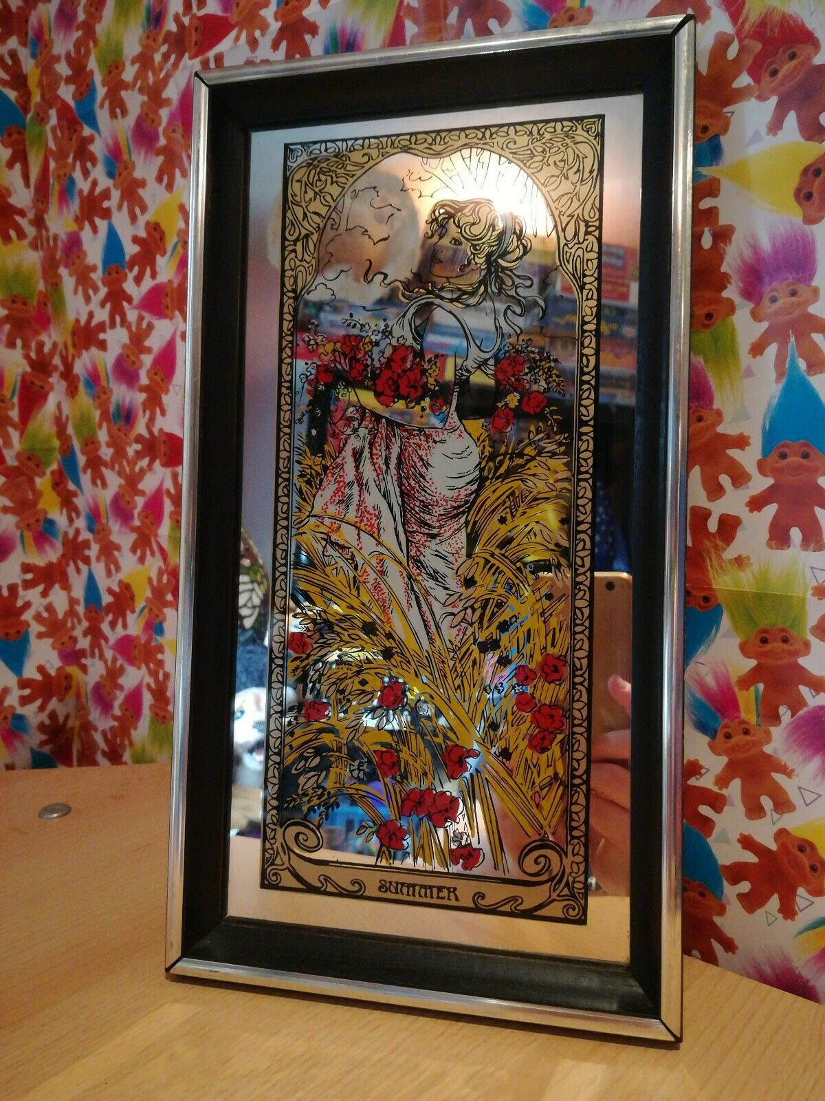Rare Art Nouveau Alphonse Mucha Mirror Picture Summer Lady Collectable ...