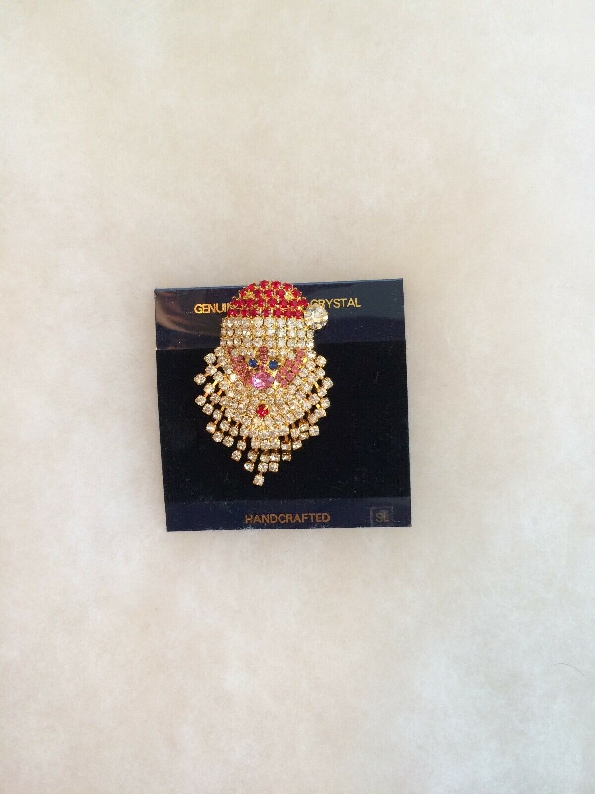 Rare Vintage Christmas Santa Clause Pin Brooch Austrian Crystal | #19844026