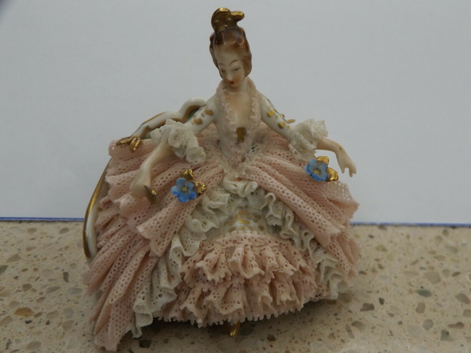 Vintage Dresden? German Porcelain Lace Dress Lady On Settee Figure ...