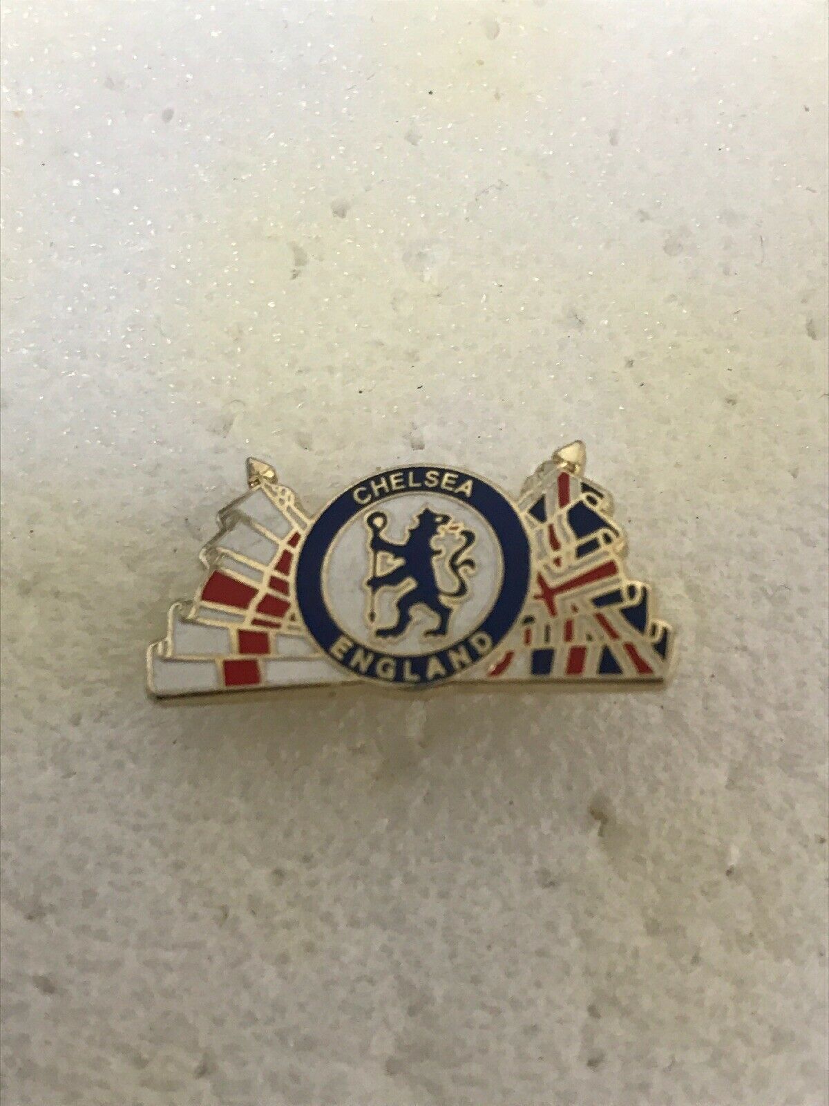 Very Rare Chelsea Supporter Enamel Badge - Patriotic Double Flag Design ...