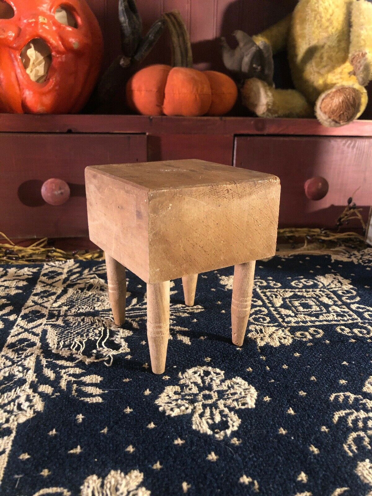 Vintage Prim Miniature Salesman Sample? Dollhouse? Wood Butcher Block ...