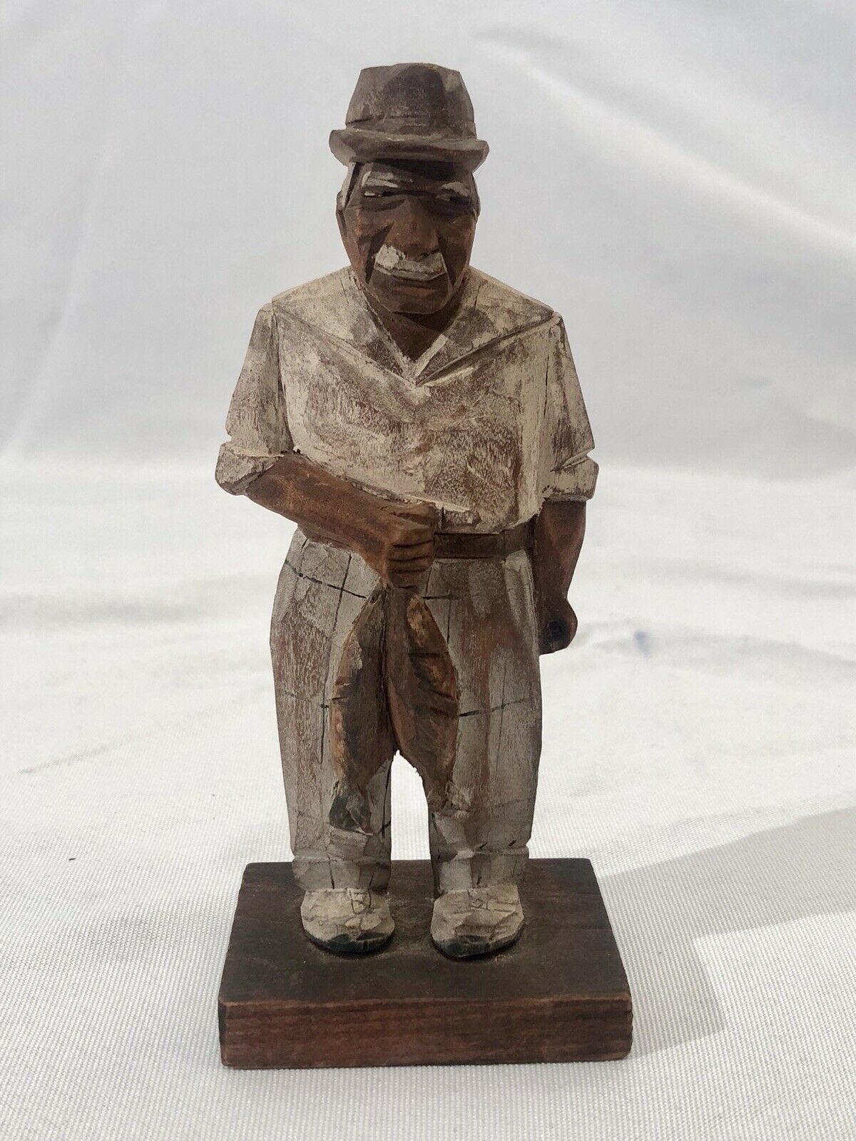 Rare Trygg Wood Carving Figure Fishman Angler Signed Sweden | #19895113