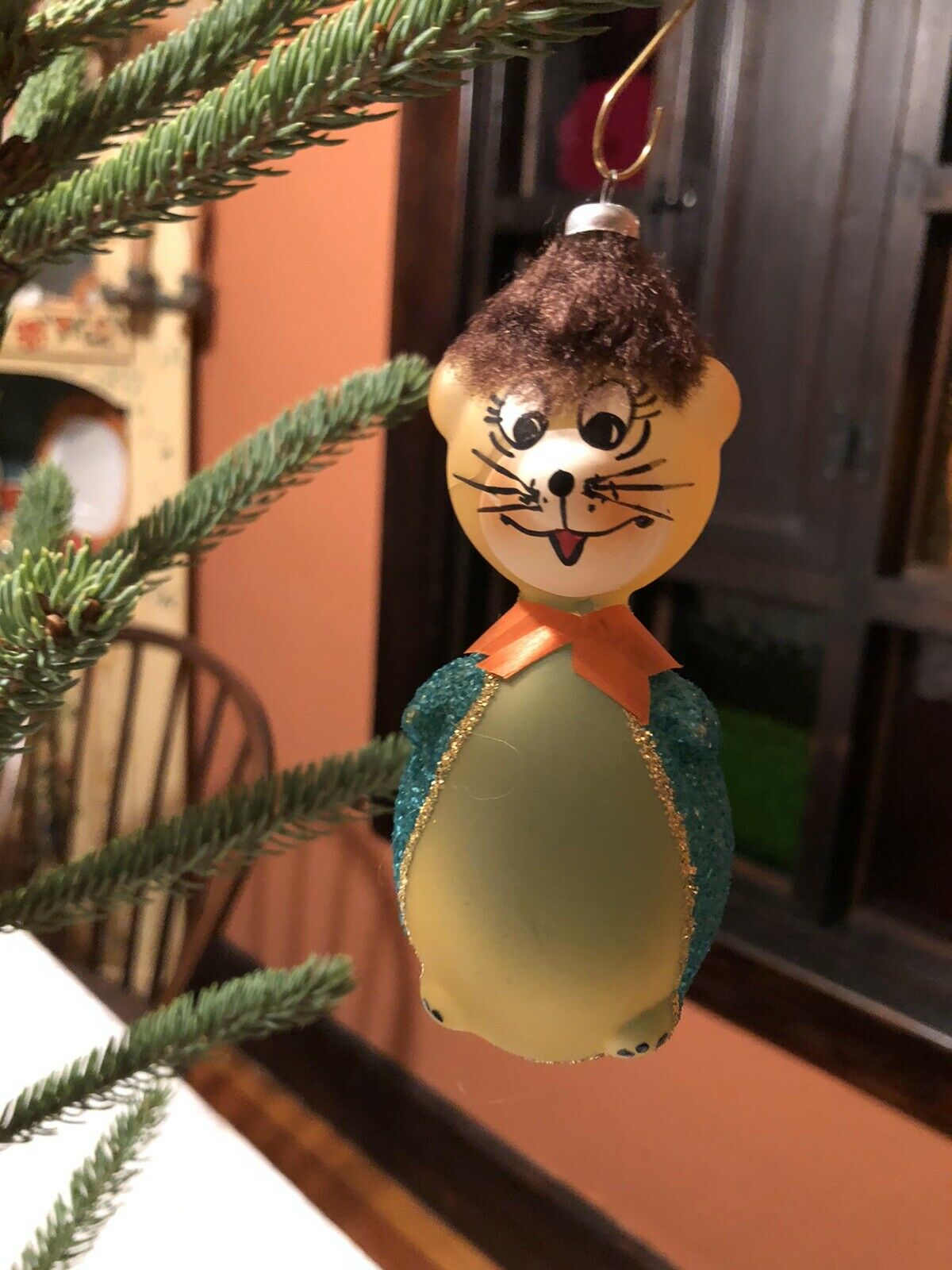 Rare Vintage De Carlini Circus Cat Christmas Ornament Painted Blown ...