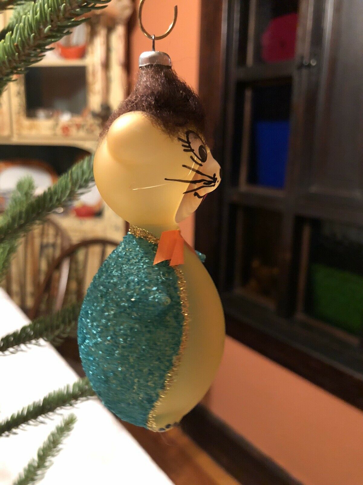 Rare Vintage De Carlini Circus Cat Christmas Ornament Painted Blown ...
