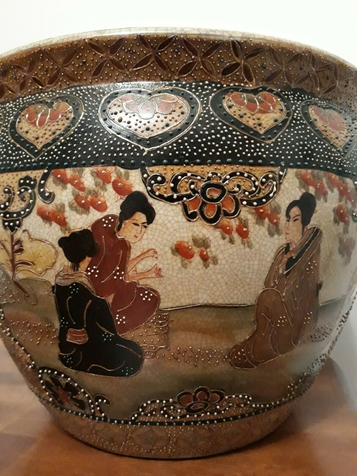 Vtg Chinese Koi Fish Bowl Jardiniere Planter Large Pot Pottery ...