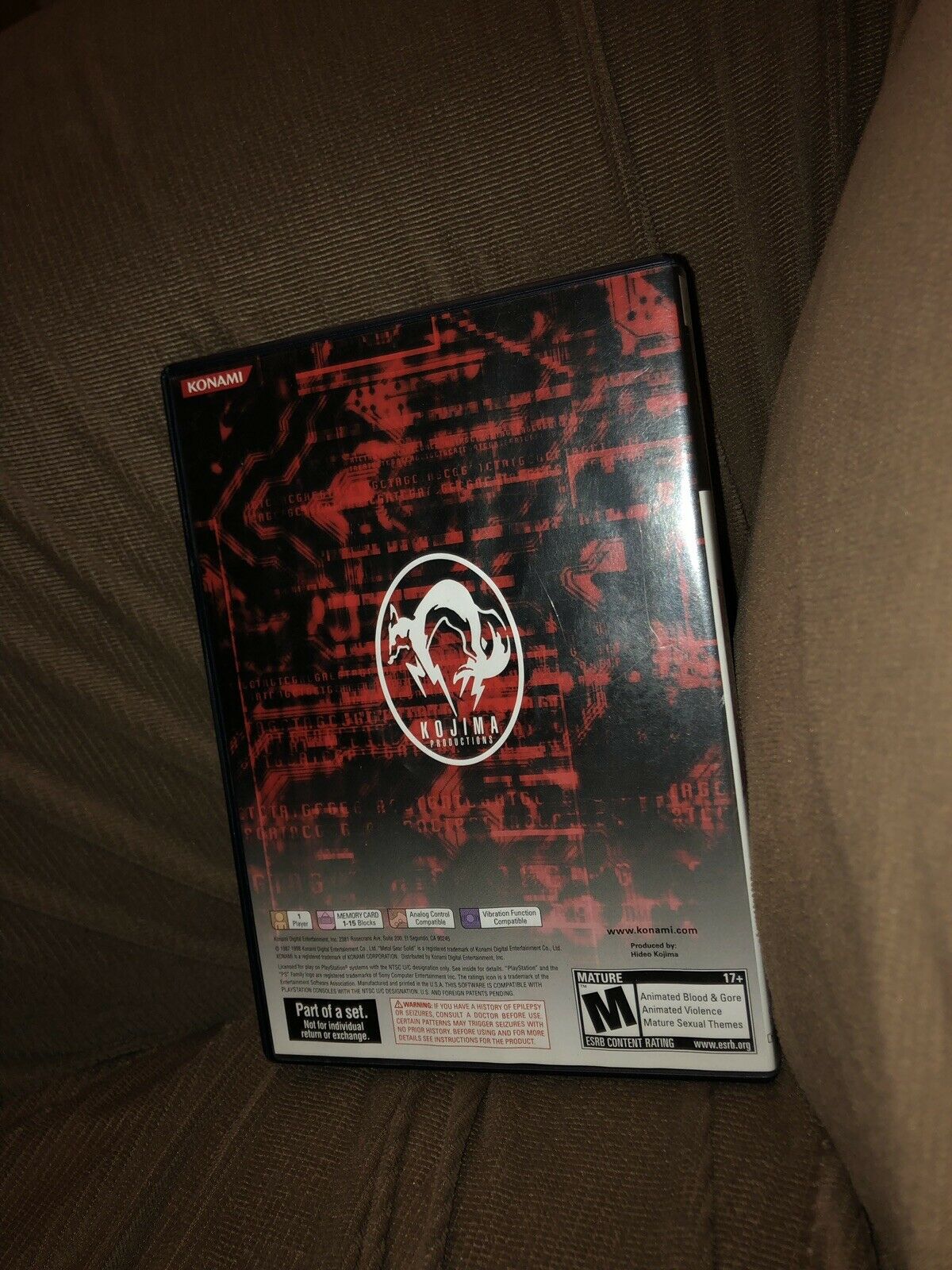 Metal Gear Solid PS1 Playstation 1 - RARE DVD Case Version - Part Of ...