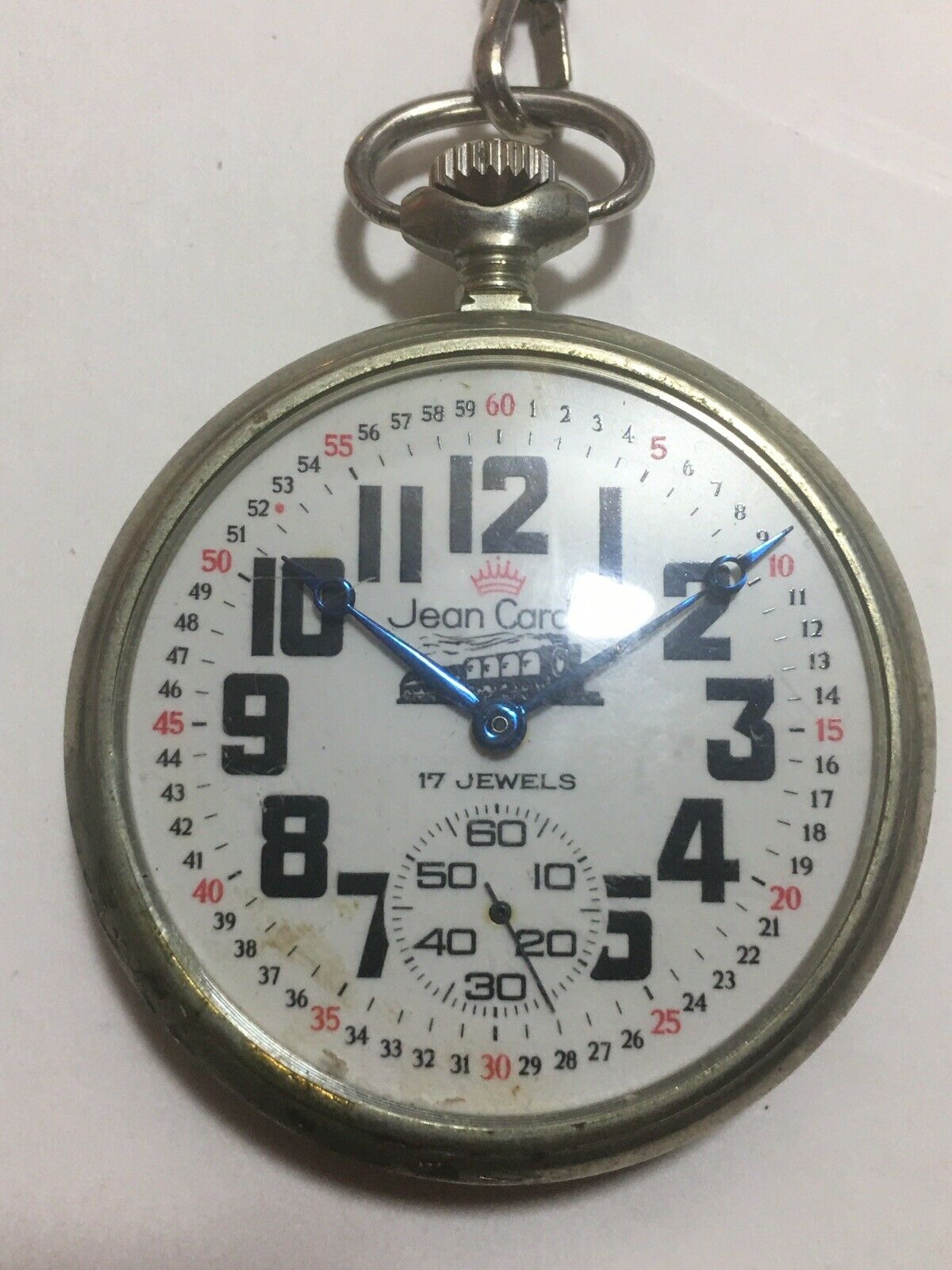 Vintage Jean Cardot 17 Jewel Railroad Pocket Watch | #19943335