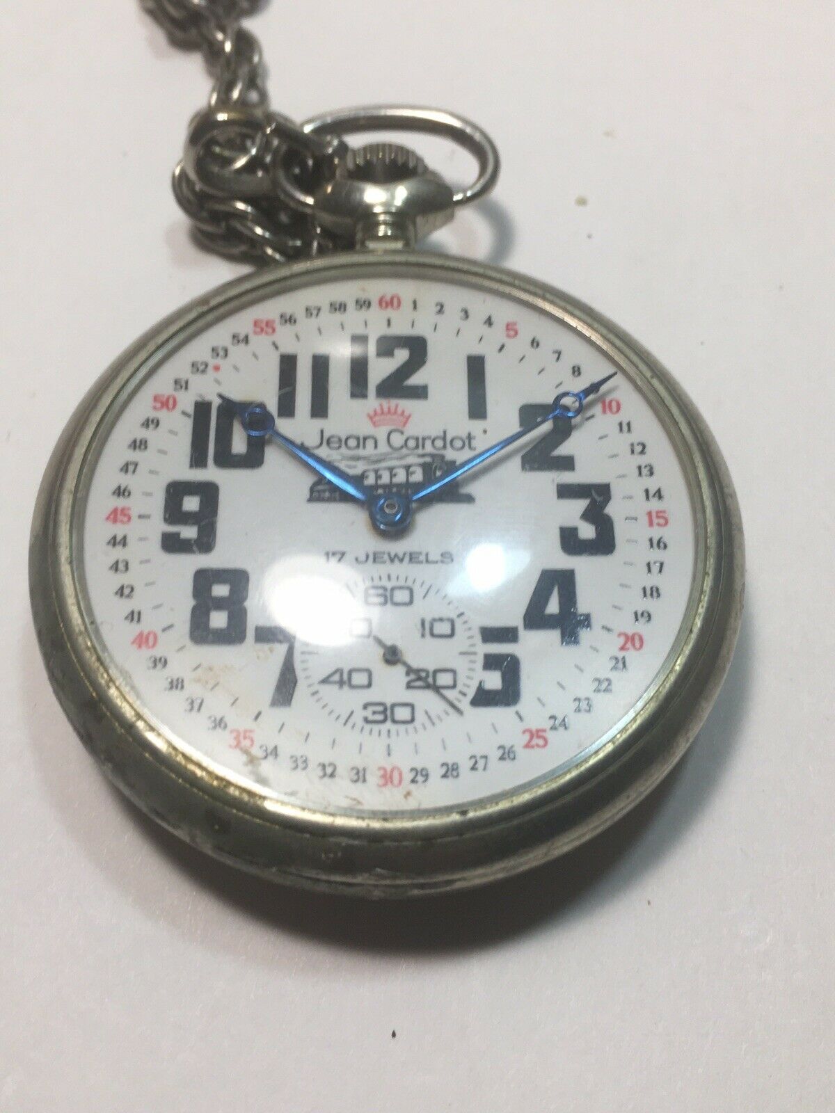 Vintage Jean Cardot 17 Jewel Railroad Pocket Watch | #19943335
