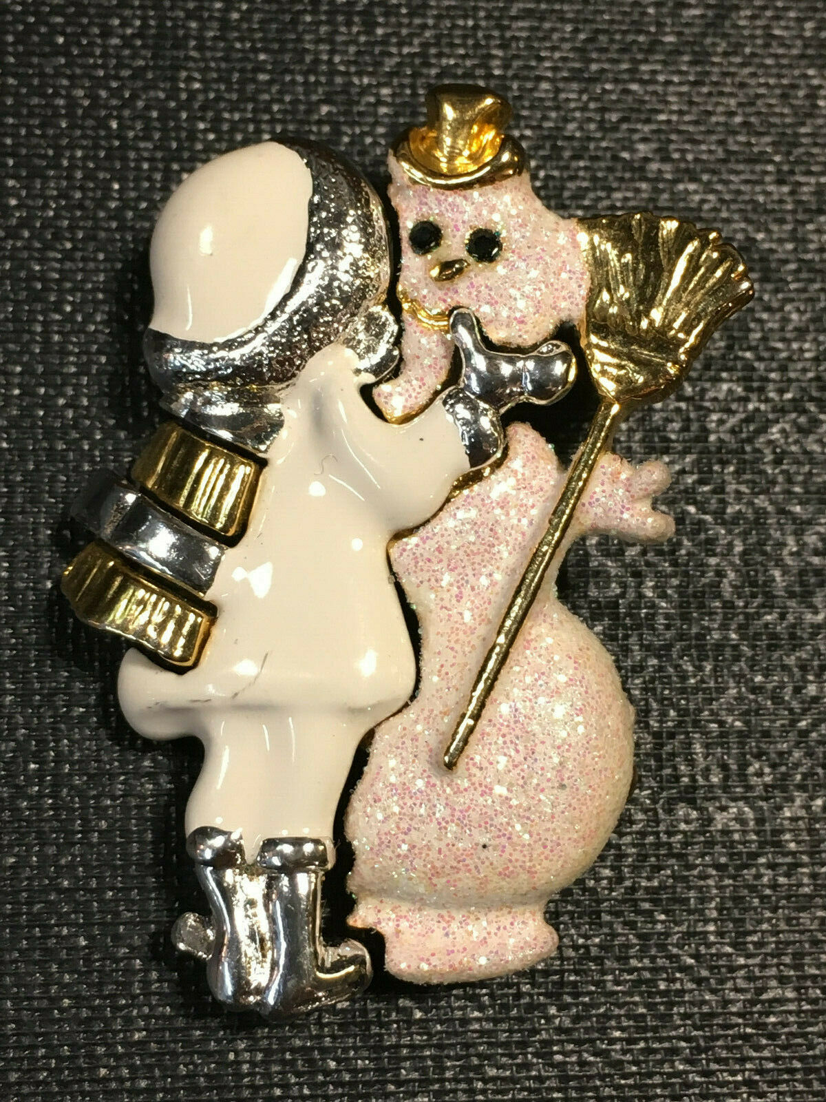 DANECRAFT Signed Enamel Vintage Christmas Brooch Pin Child Building ...