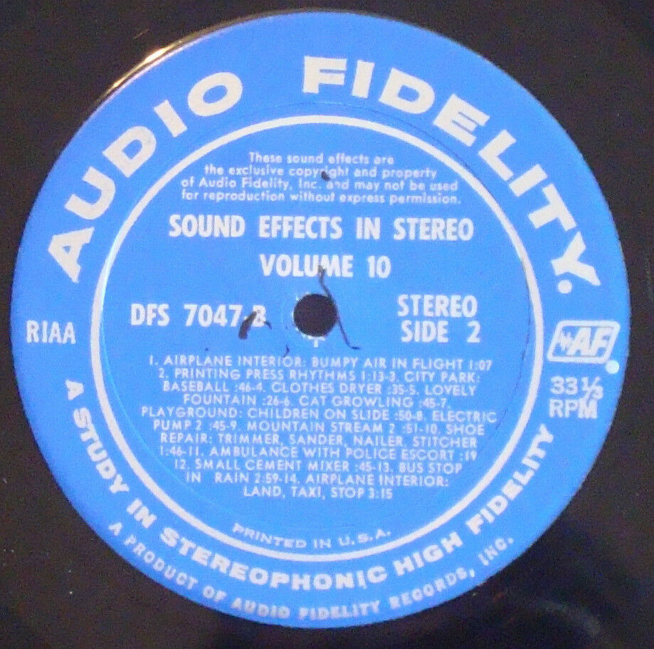 SOUND EFFECTS Volume 10 VERY RARE 1969 AUDIO FIDELITY STEREO LP Still ...