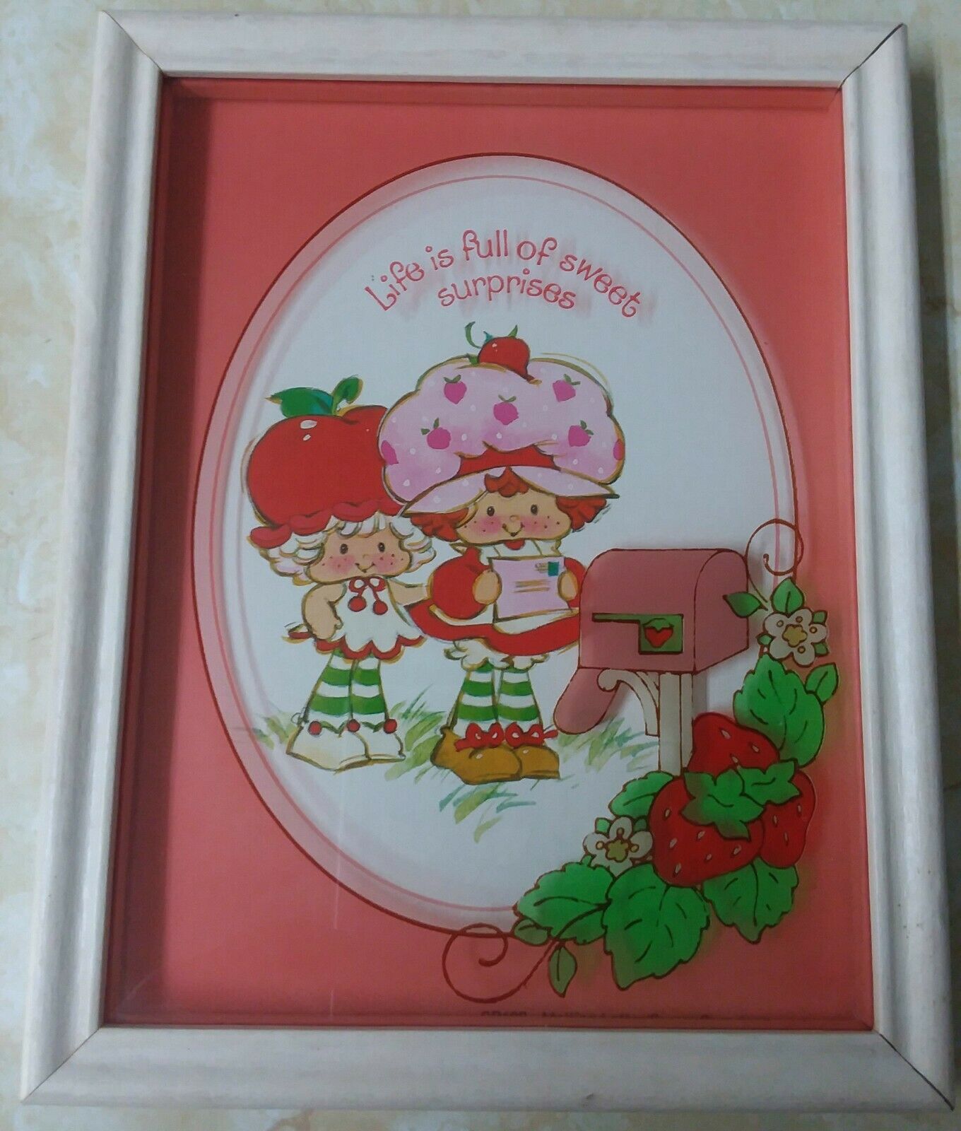 Vintage 1980s Strawberry Shortcake Framed Glass Picture Life Is Full Of ...