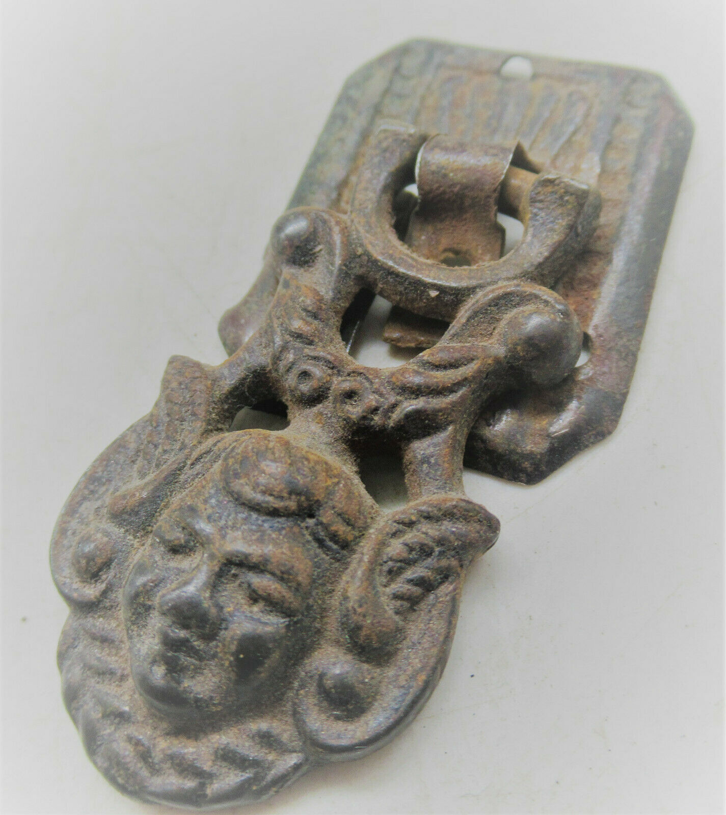 ANCIENT ROMAN OR GREEK STYLE BRONZE BUCKLE WITH EROS FACE | #20018147