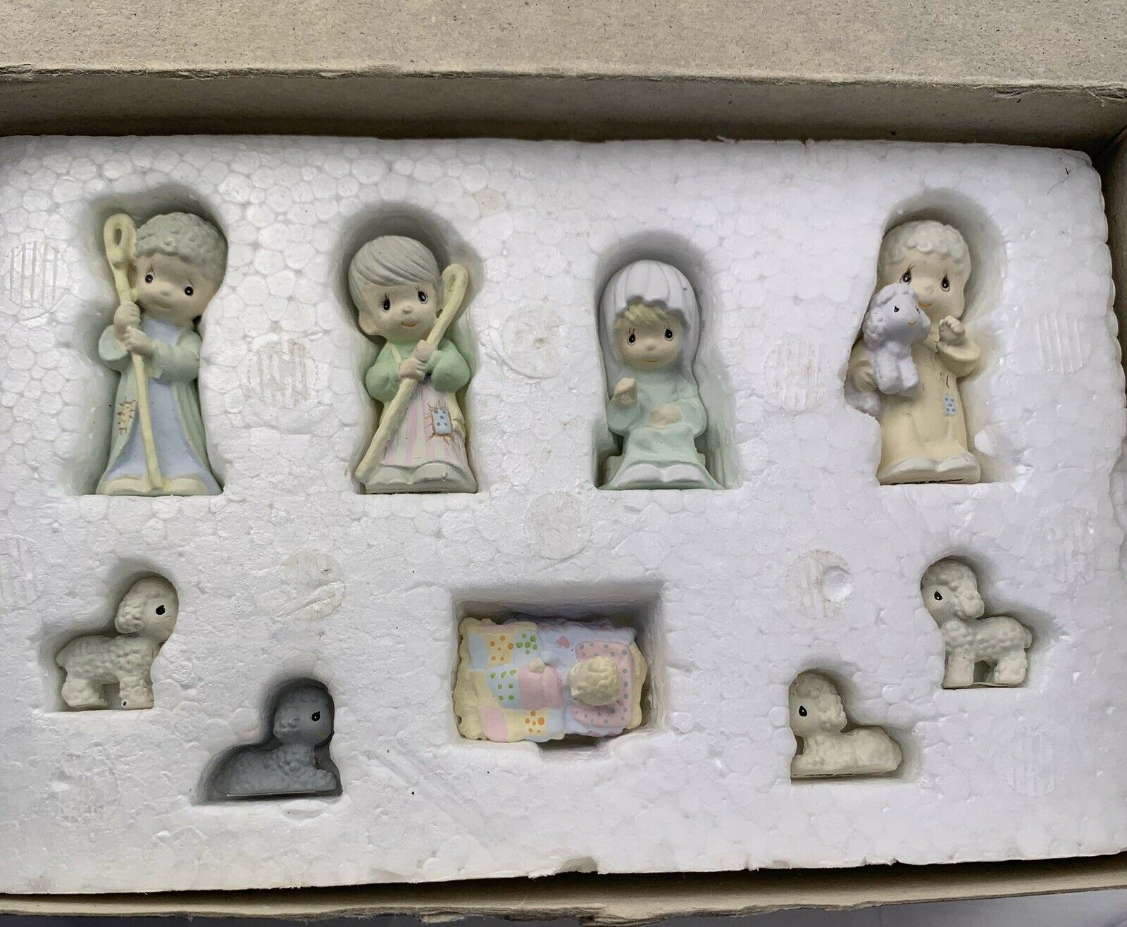 RARE VINTAGE PRECIOUS MOMENTS 9 PIECE NATIVITY SET - MINIATURE PEWTER ...