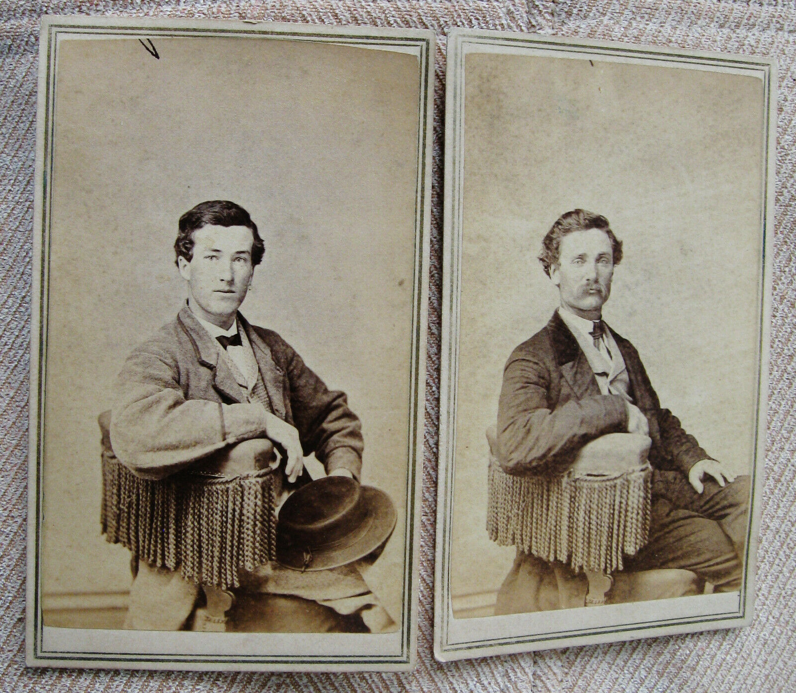 2 ANTIQUE CW ERA CDV PHOTOS 2 HANDSOME DAPPER YOUNG MEN COLUMBUS OH 2 ...