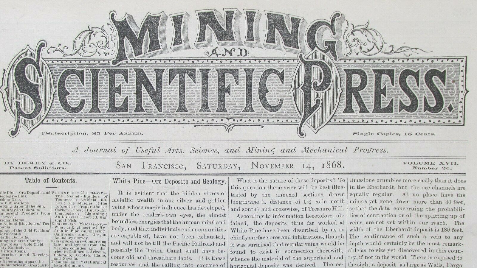 1868 Mining & Scientific Press - San Francisco - California Mines ...