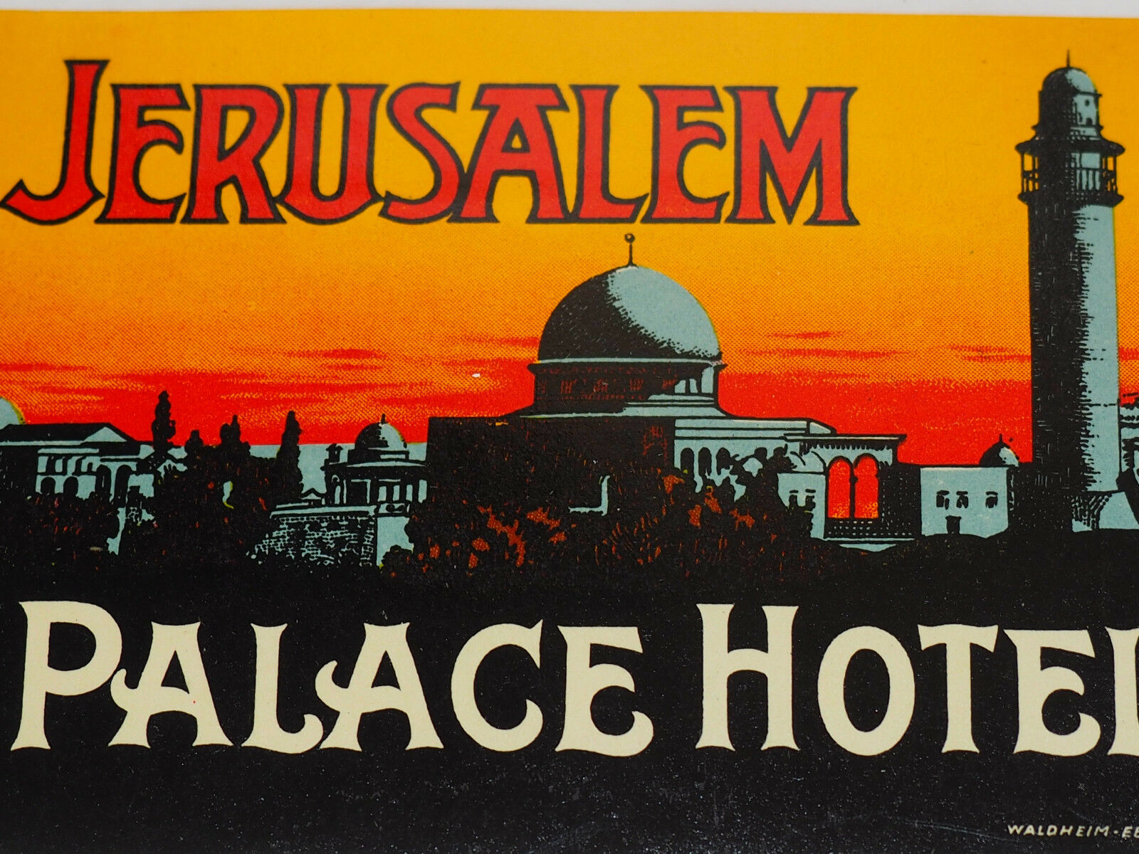 Rare Vintage Palestine JERUSALEM PALACE HOTEL Luggage Label | #20019259