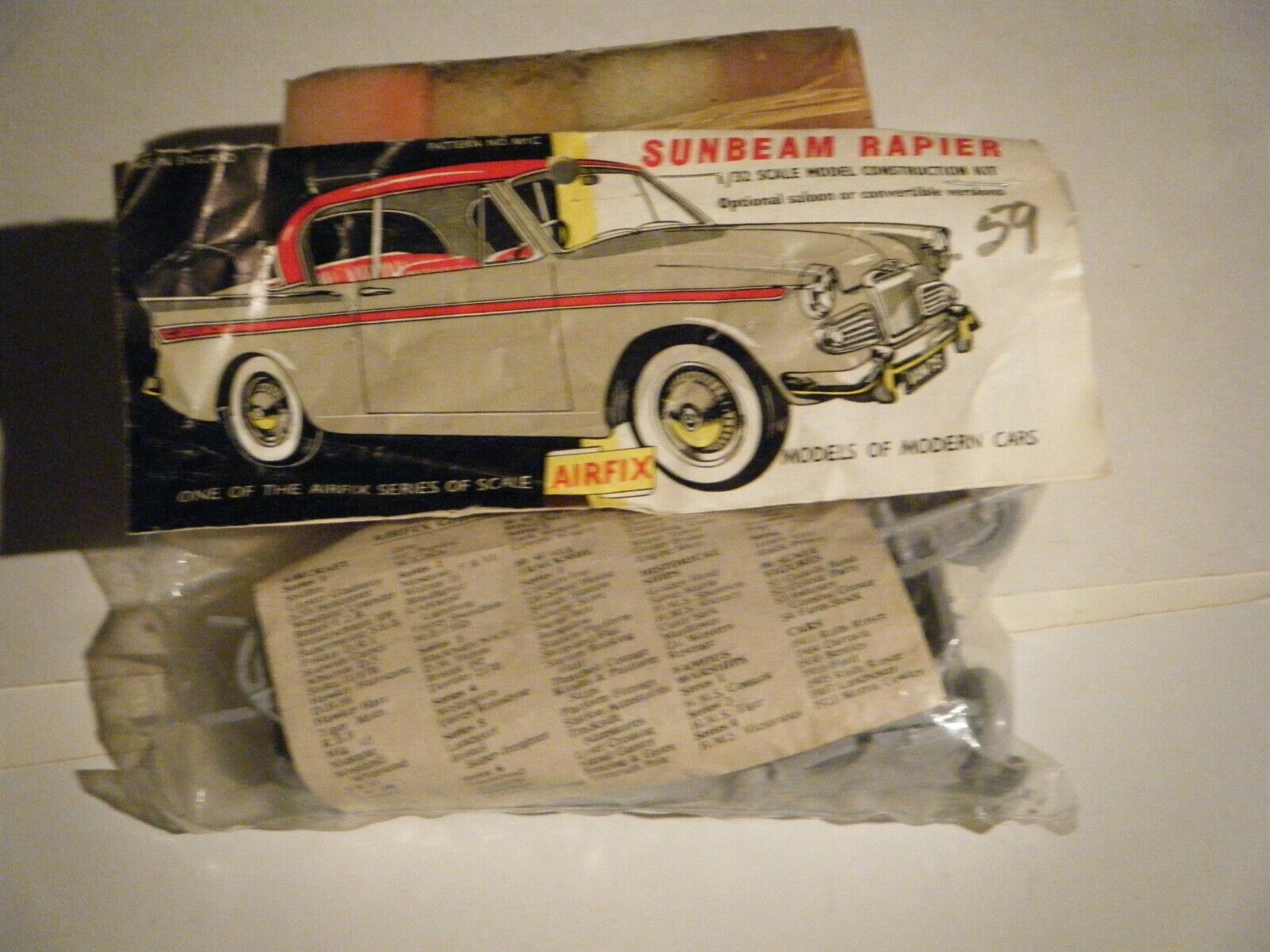 RARE CLASSIC 1960 AIRFIX 1/32 Scale 1960 SUNBEAM RAPIER Compact Car Kit ...