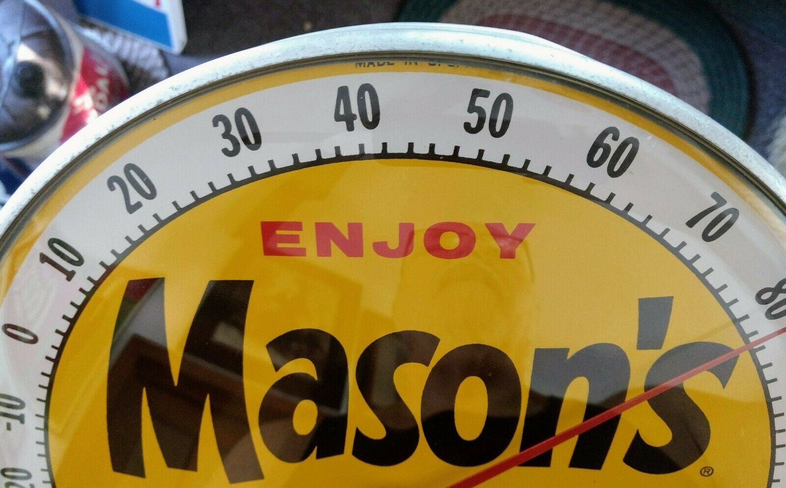 RARE Vintage MASON ' S ROOT BEER " Pam - Style " THERMOMETER. STRIKING ...