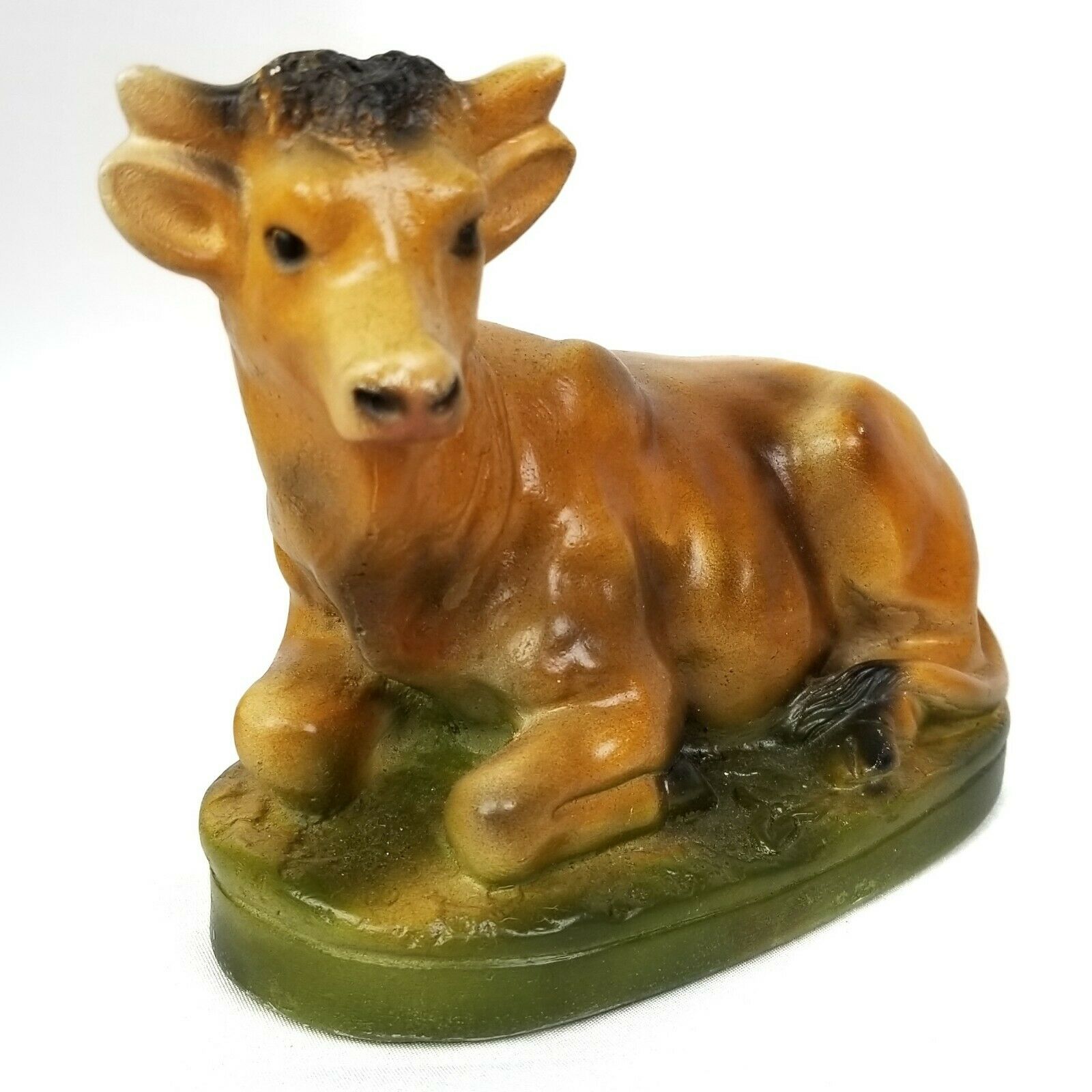 RARE VINTAGE LARGE NATIVITY COW BULL CHALK FIGURE MID - CENTURY ...