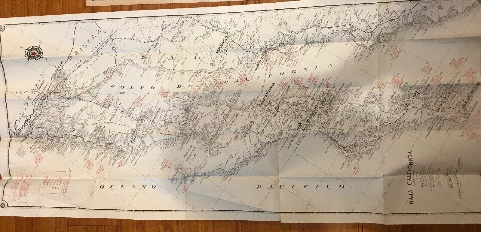 Rare Vtg AAA 1962 Baja California Map Code 1268 Extra Long Mexico ...