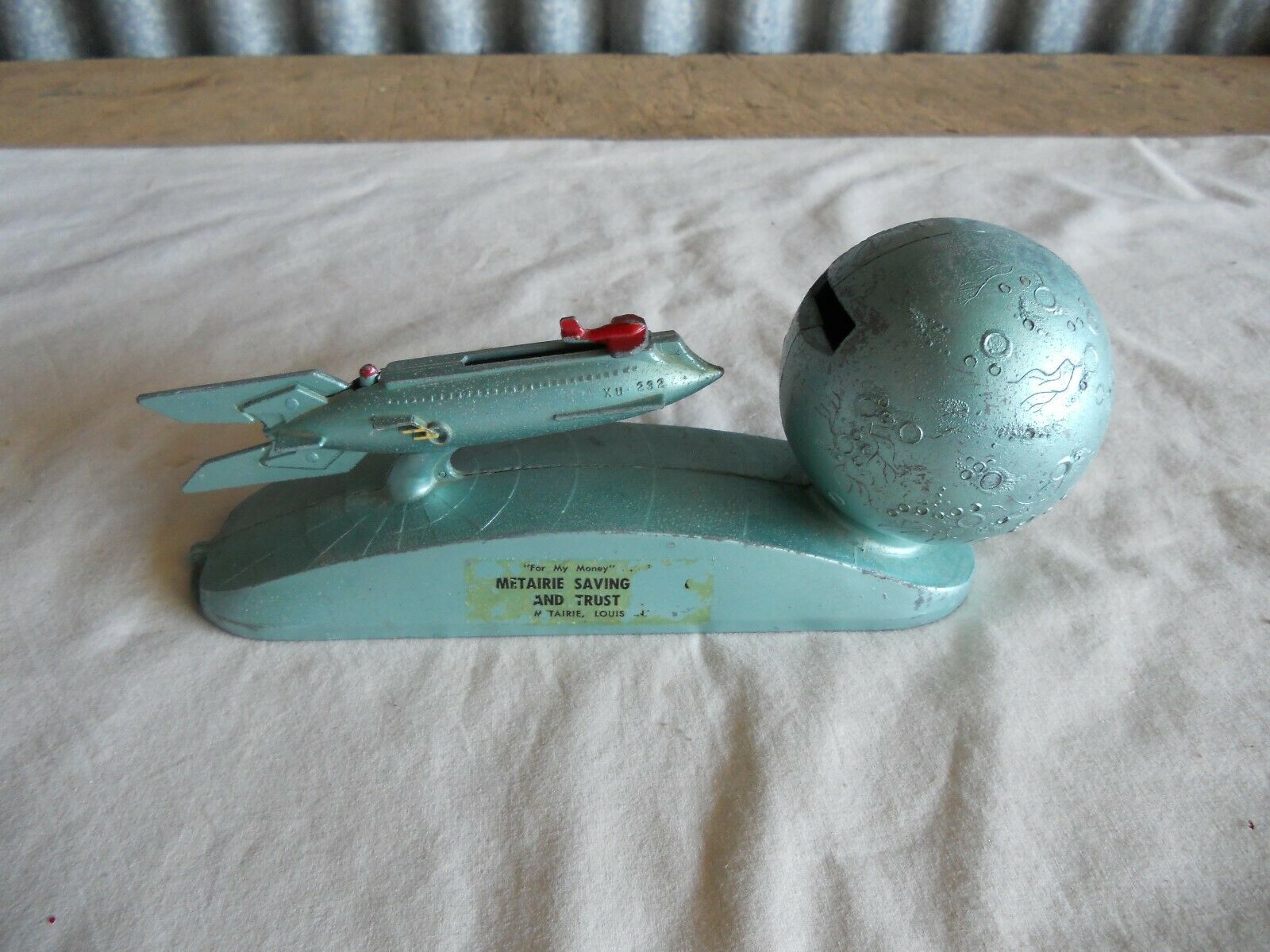 Rare 1960 ' S Strato Mechanical Bank Duro 100 Rocket Moon Spaceship ...