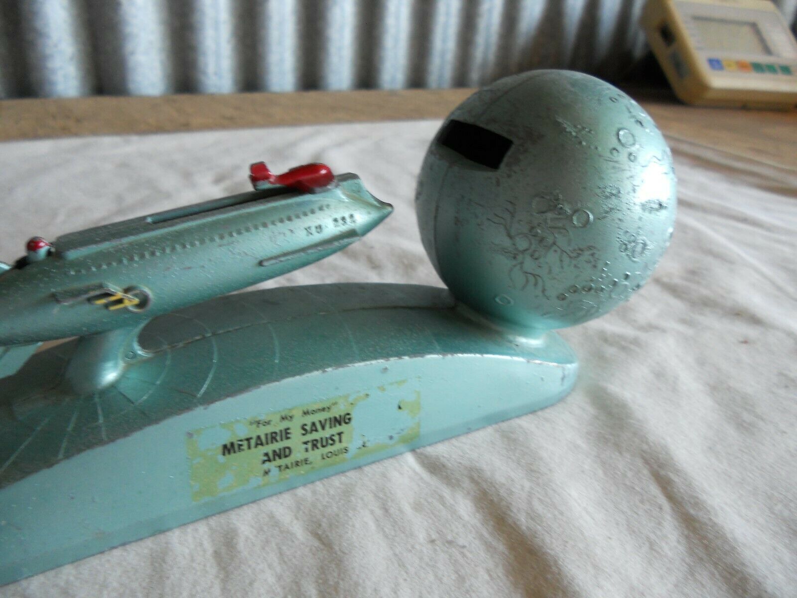 Rare 1960 ' S Strato Mechanical Bank Duro 100 Rocket Moon Spaceship ...