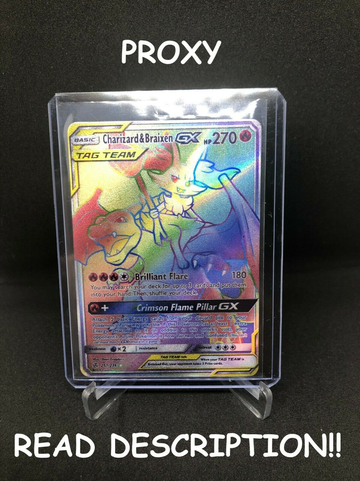 Pokemon Custom Charizard And Braixen GX Hyper Rare Rainbow Proxy Card ...