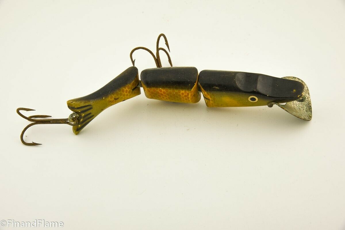 Vintage DAM Triple Jointed Pikie Wooden Antique Fishing Lure FC24 ...