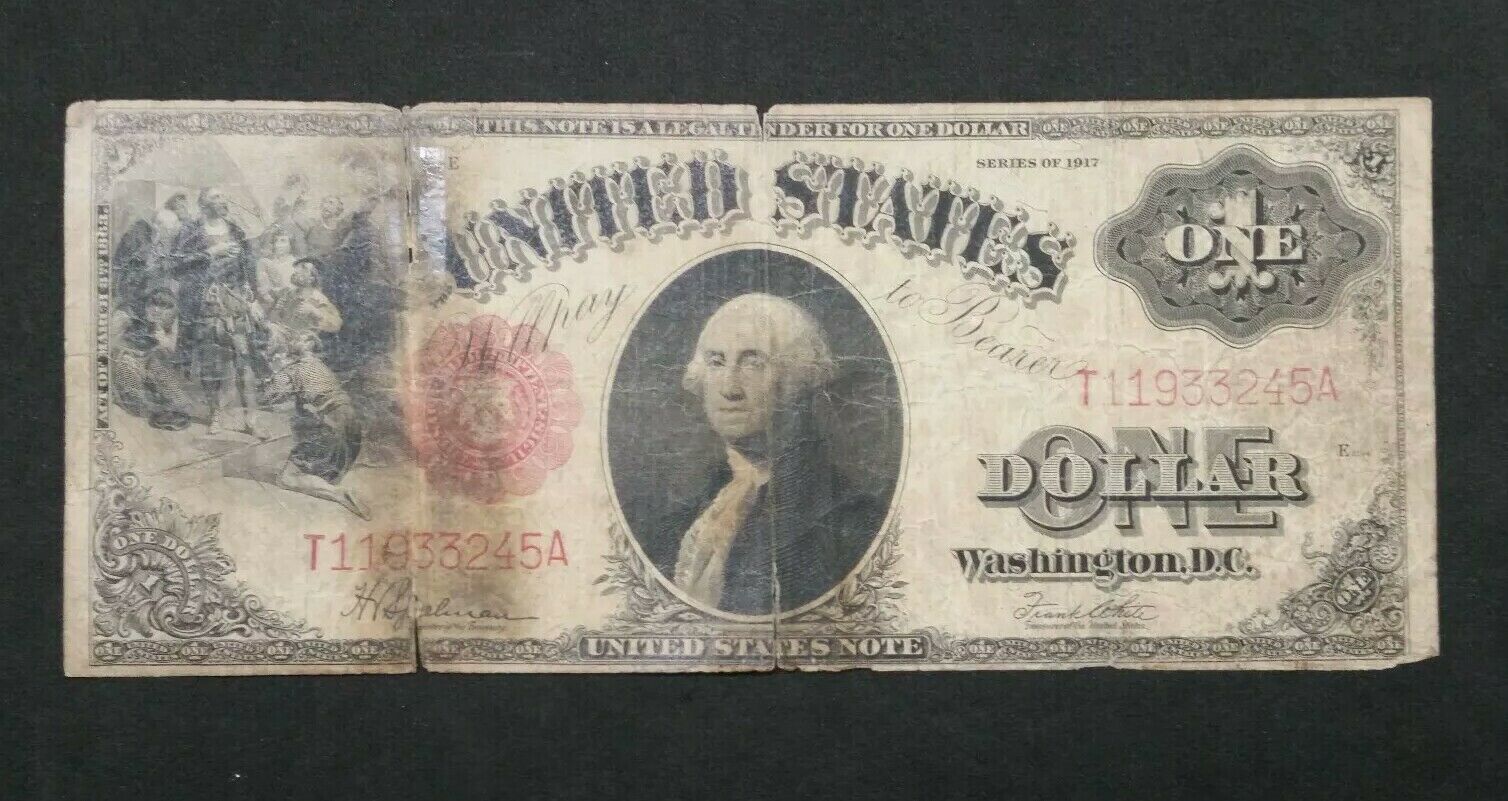 1917 $1 US One Dollar United States Bank Note Over 100 Years Old ...